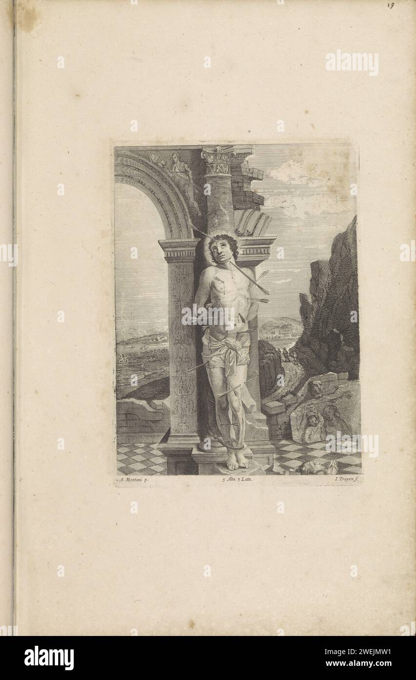 Martyrdom of Saint Sebastiaan, 1660 print Saint Sebastiaan is tied to ...