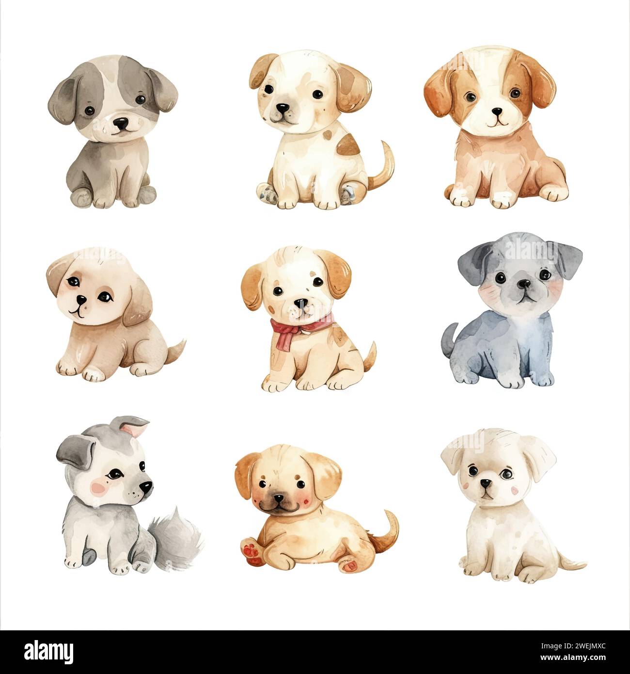 Vector hand drawn puppy collection Stock Vector Image & Art - Alamy