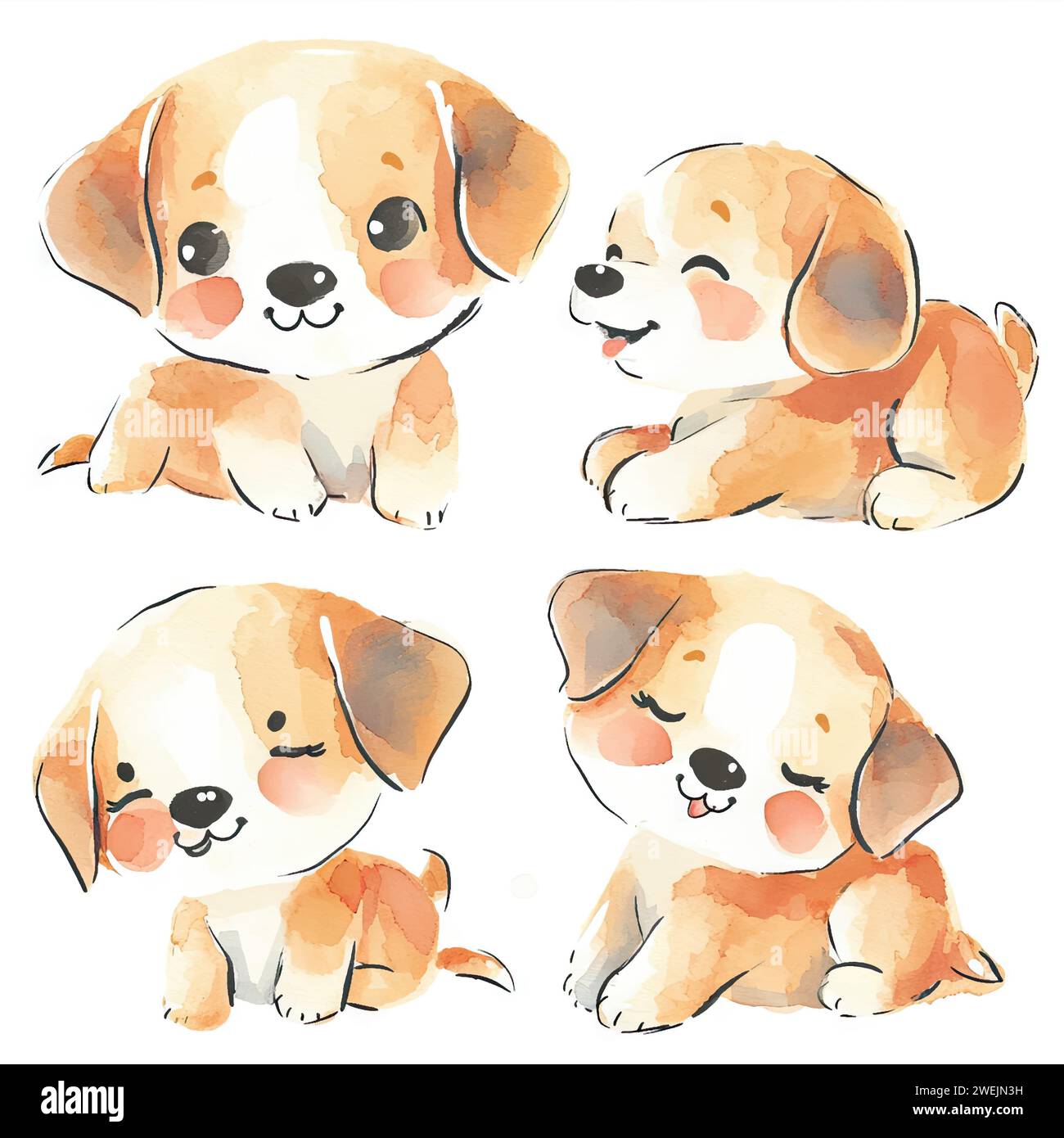 Vector hand drawn puppy collection Stock Vector Image & Art - Alamy
