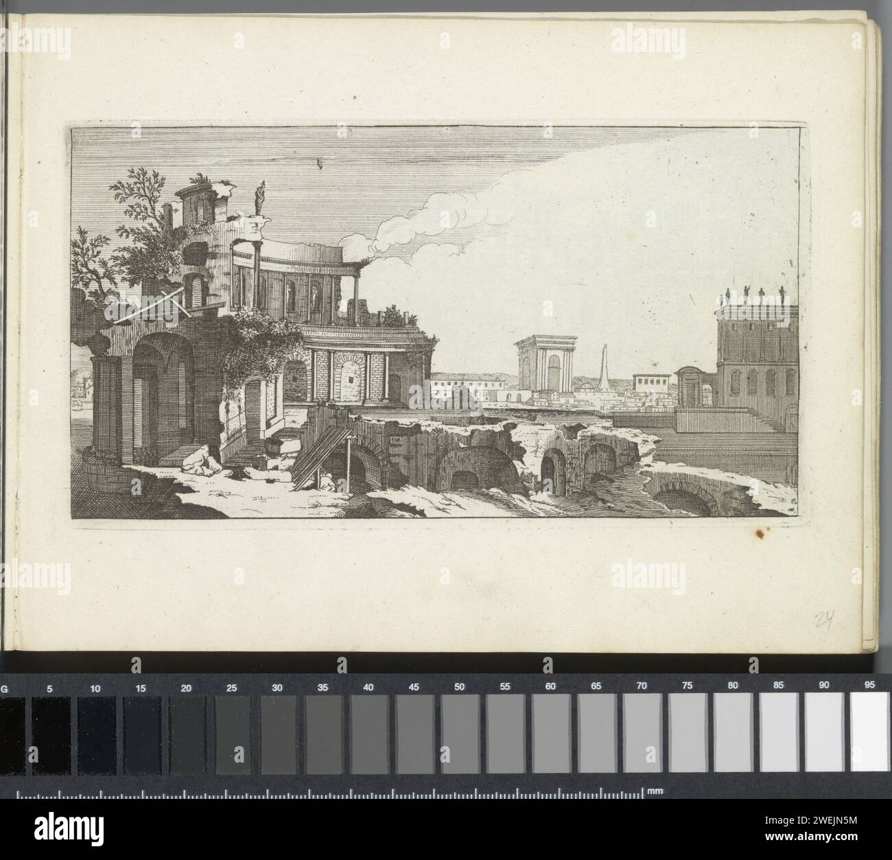 Landscape with the ruin of a building, 1787 - 1833 print View of a city ...