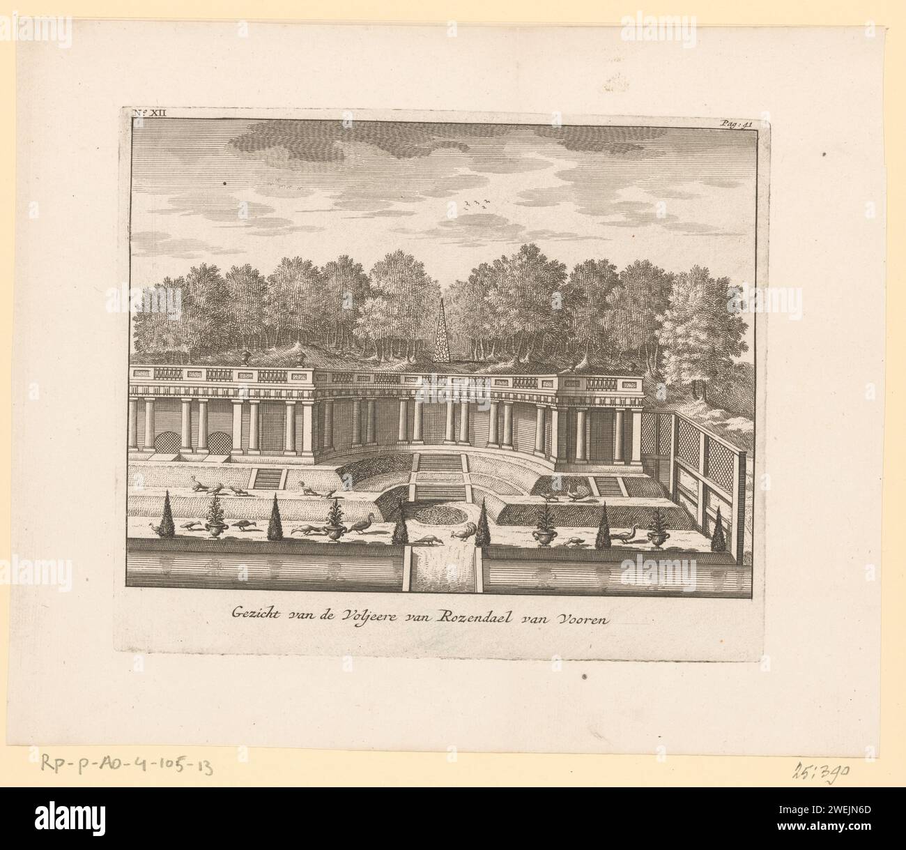 View of the aviary of Rosendael Castle, Jan Smit (I), 1718 print View ...