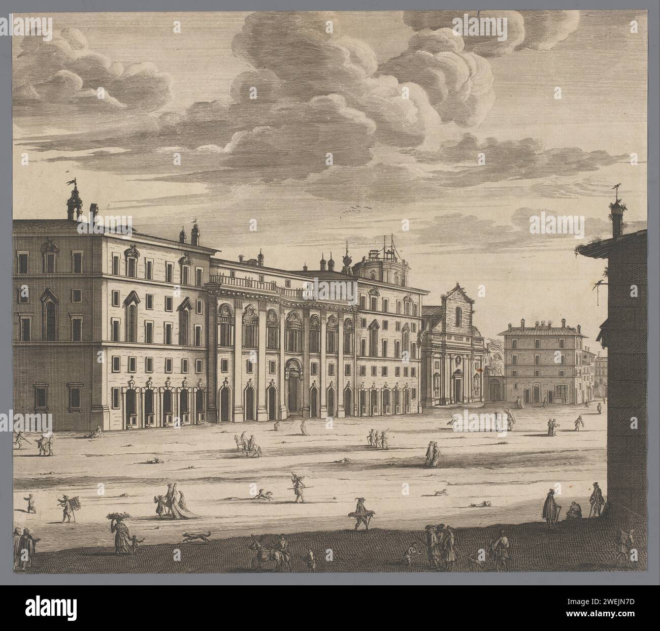 View of the Collegio di Propaganda Fide, in Rome, Hendrik Elandt, 1700 ...