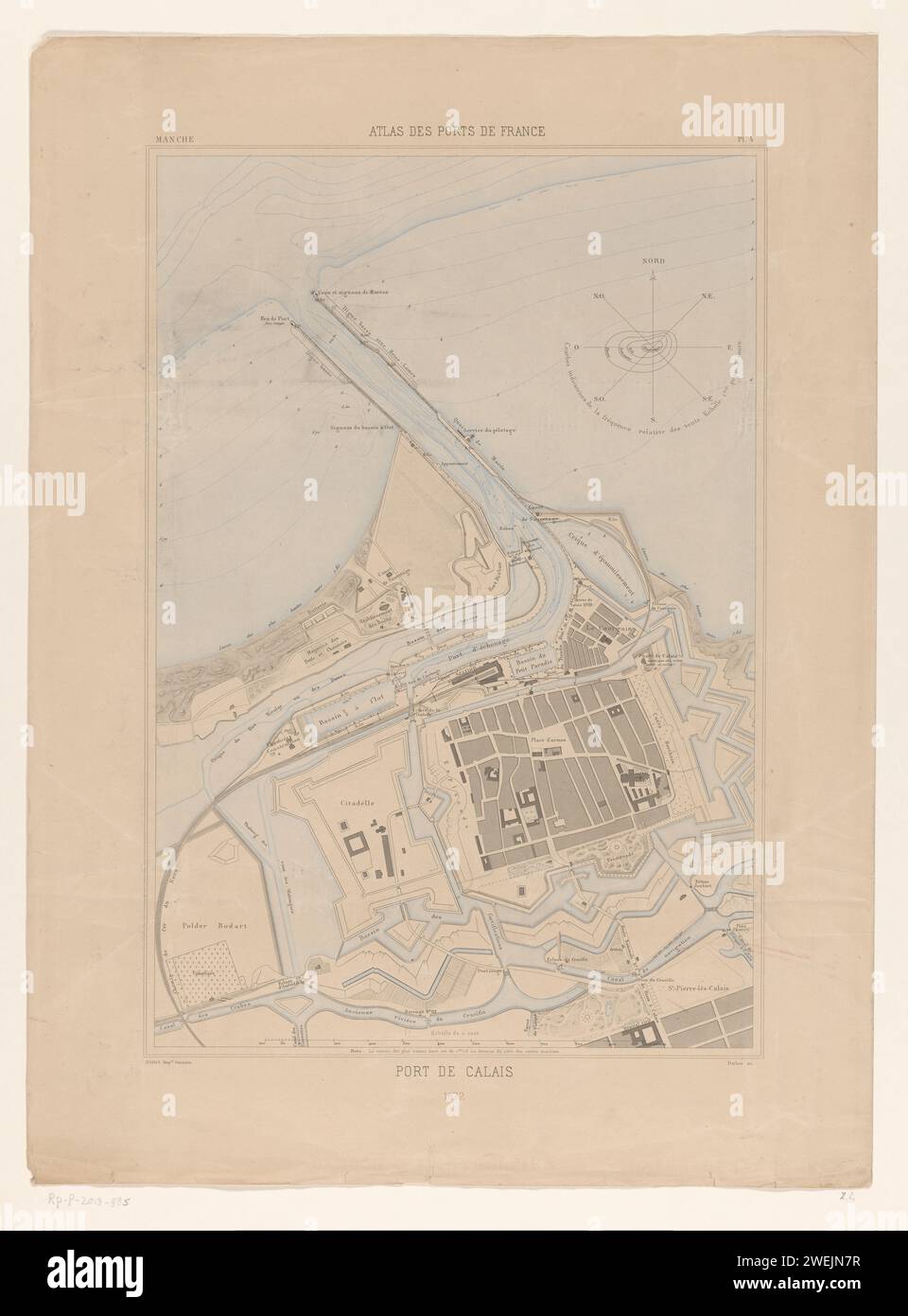 Map of Calais, Dulos, 1874 - 1899 print paper engraving / etching maps ...