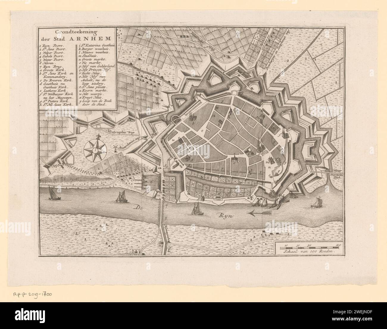 Map of Arnhem, Anonymous, After 1780 print paper etching maps of cities ...