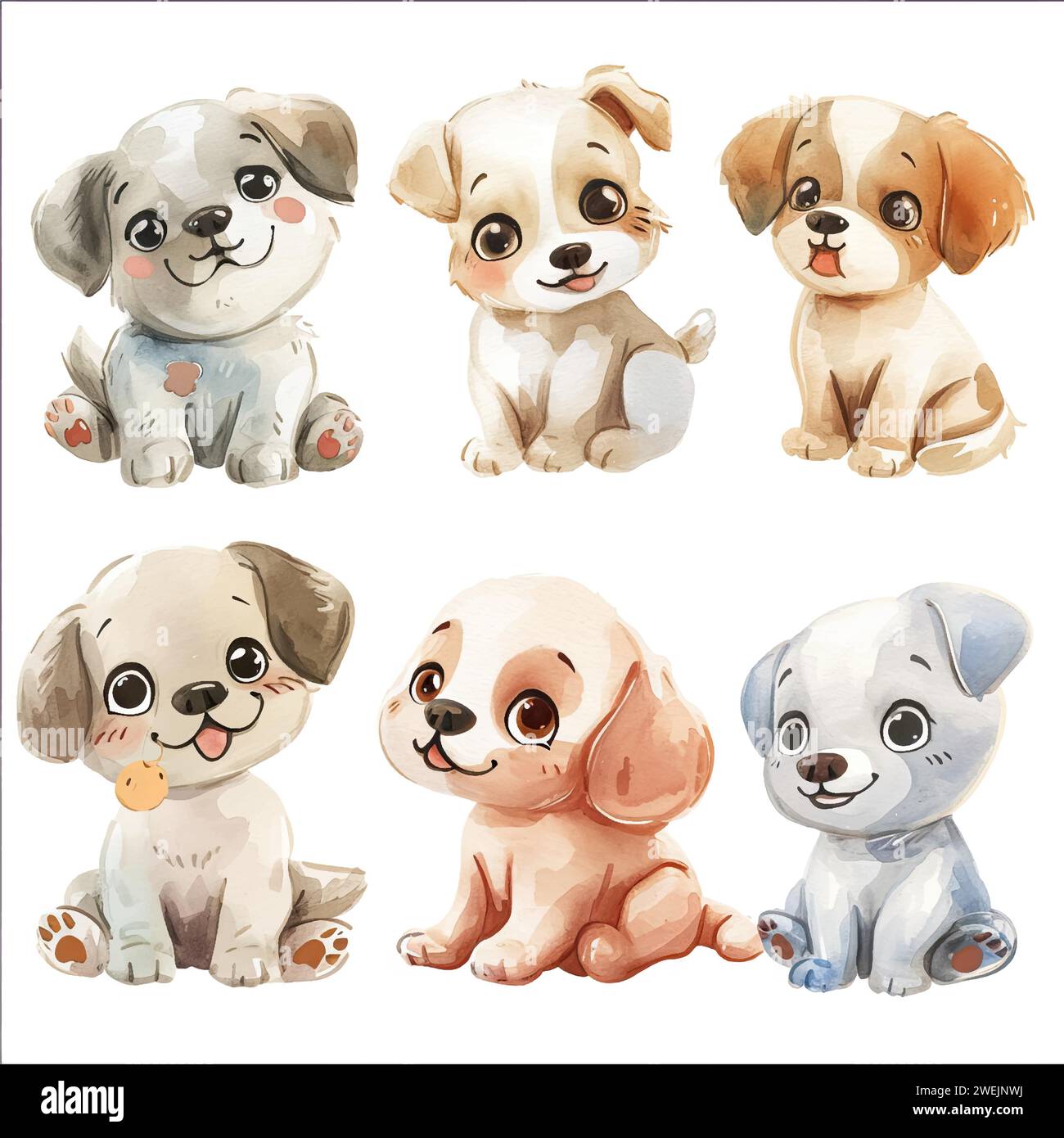 Vector hand drawn puppy collection Stock Vector Image & Art - Alamy