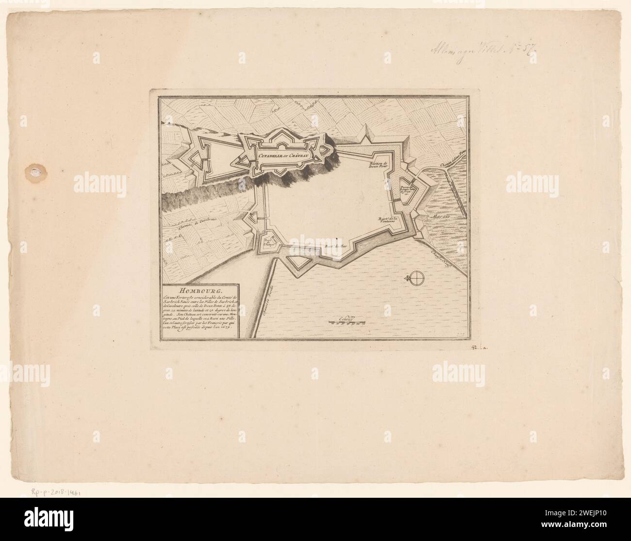 Vesting map of Homburg, Anonymous, 1726 - 1728 print paper etching ...