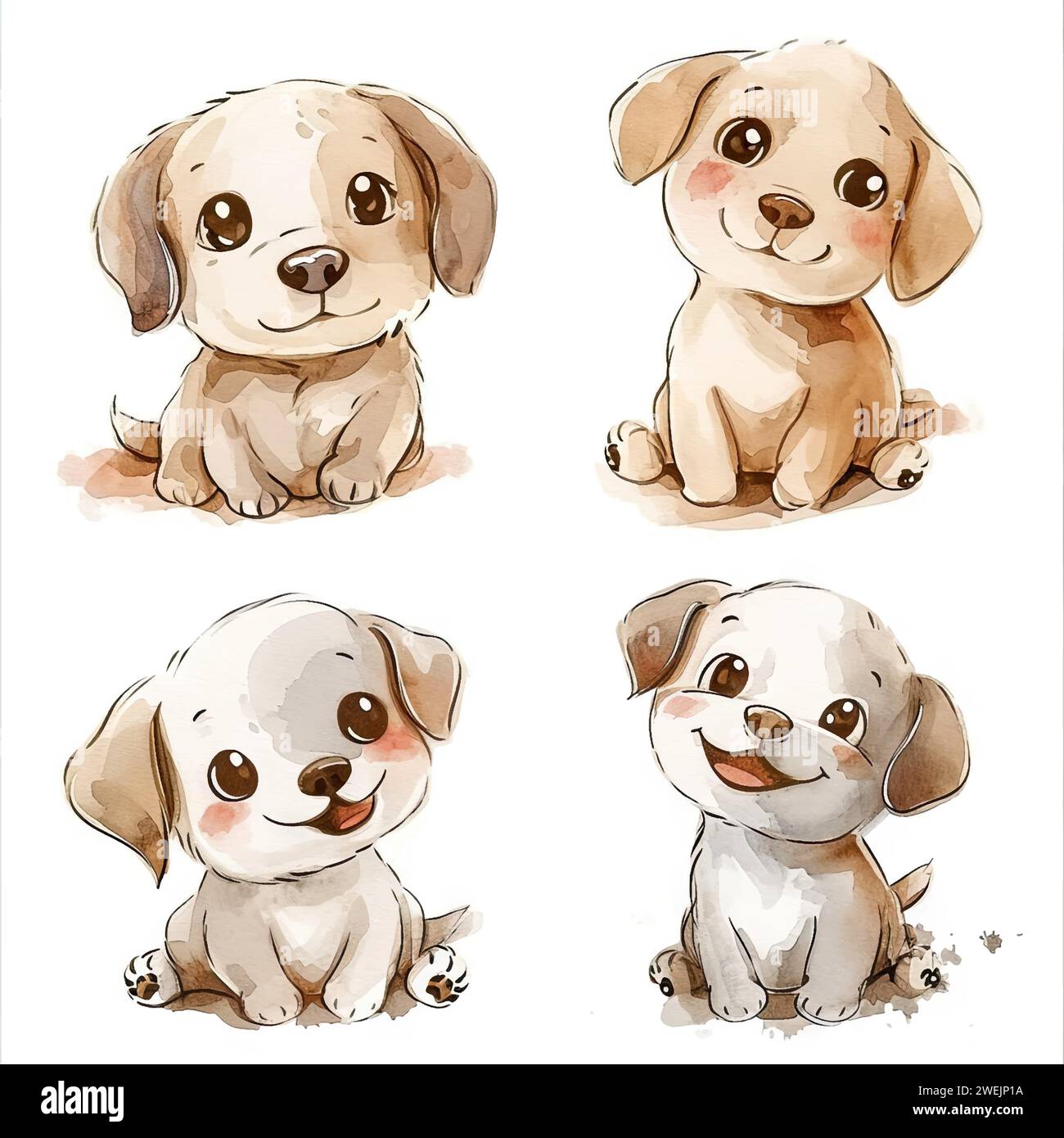 Vector hand drawn puppy collection Stock Vector Image & Art - Alamy