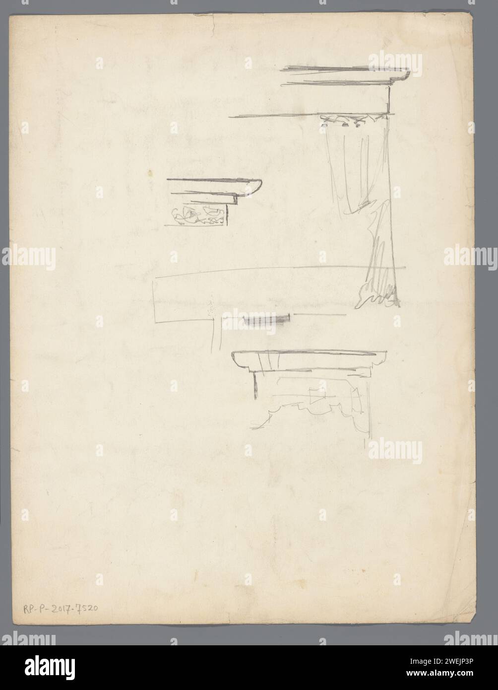 Parts of window decorations, anonymous, c. 1886 - c. 1899 drawing paper ...