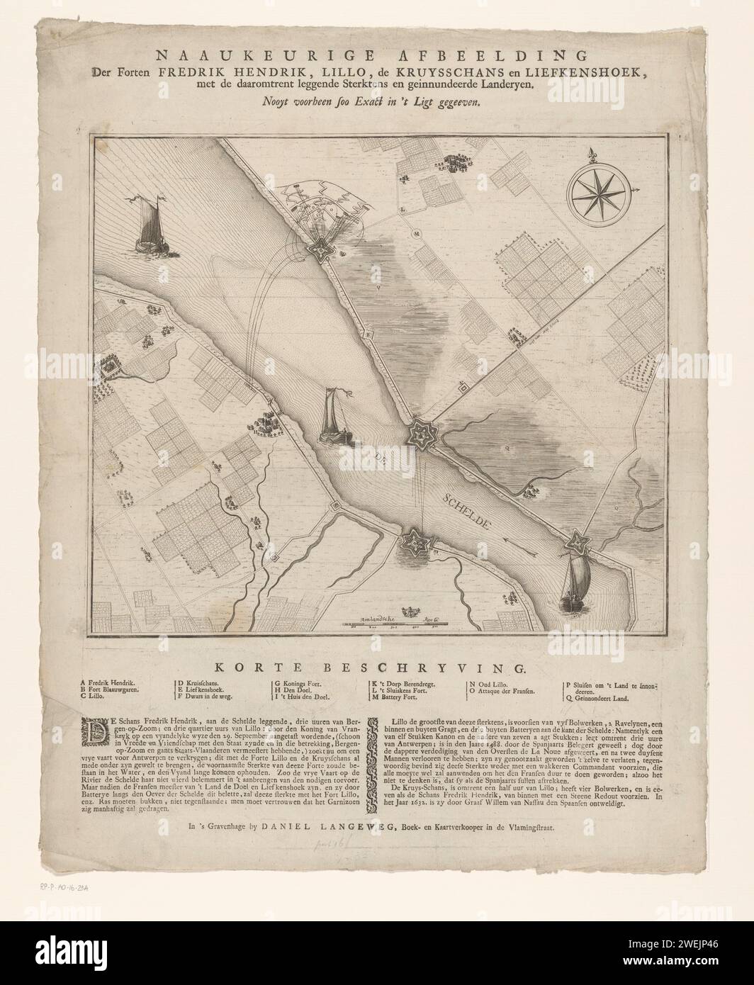 Map with the Dutch Forts on the Scheldt, 1747, Anonymous, 1747 print ...