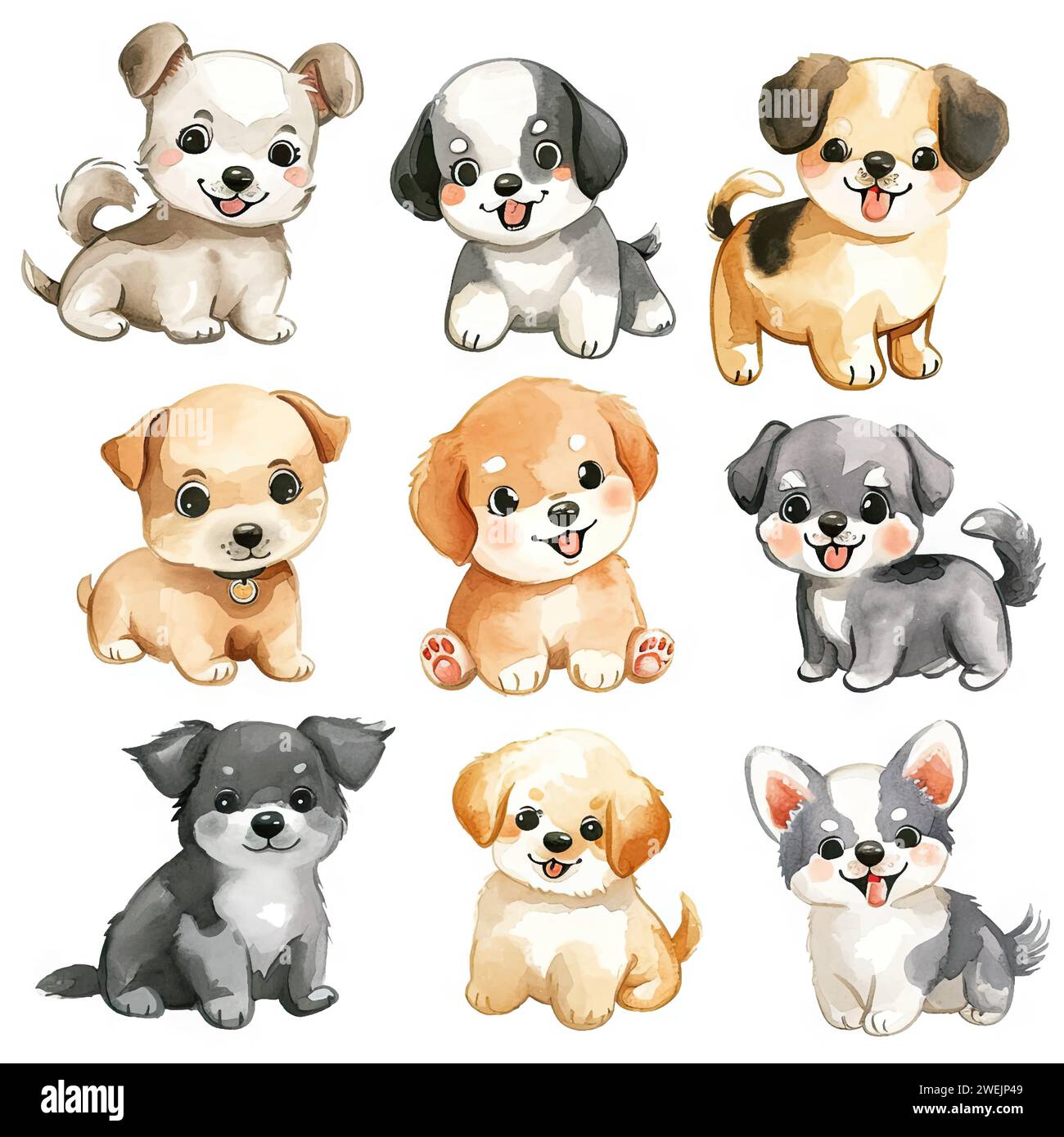 Vector hand drawn puppy collection Stock Vector Image & Art - Alamy