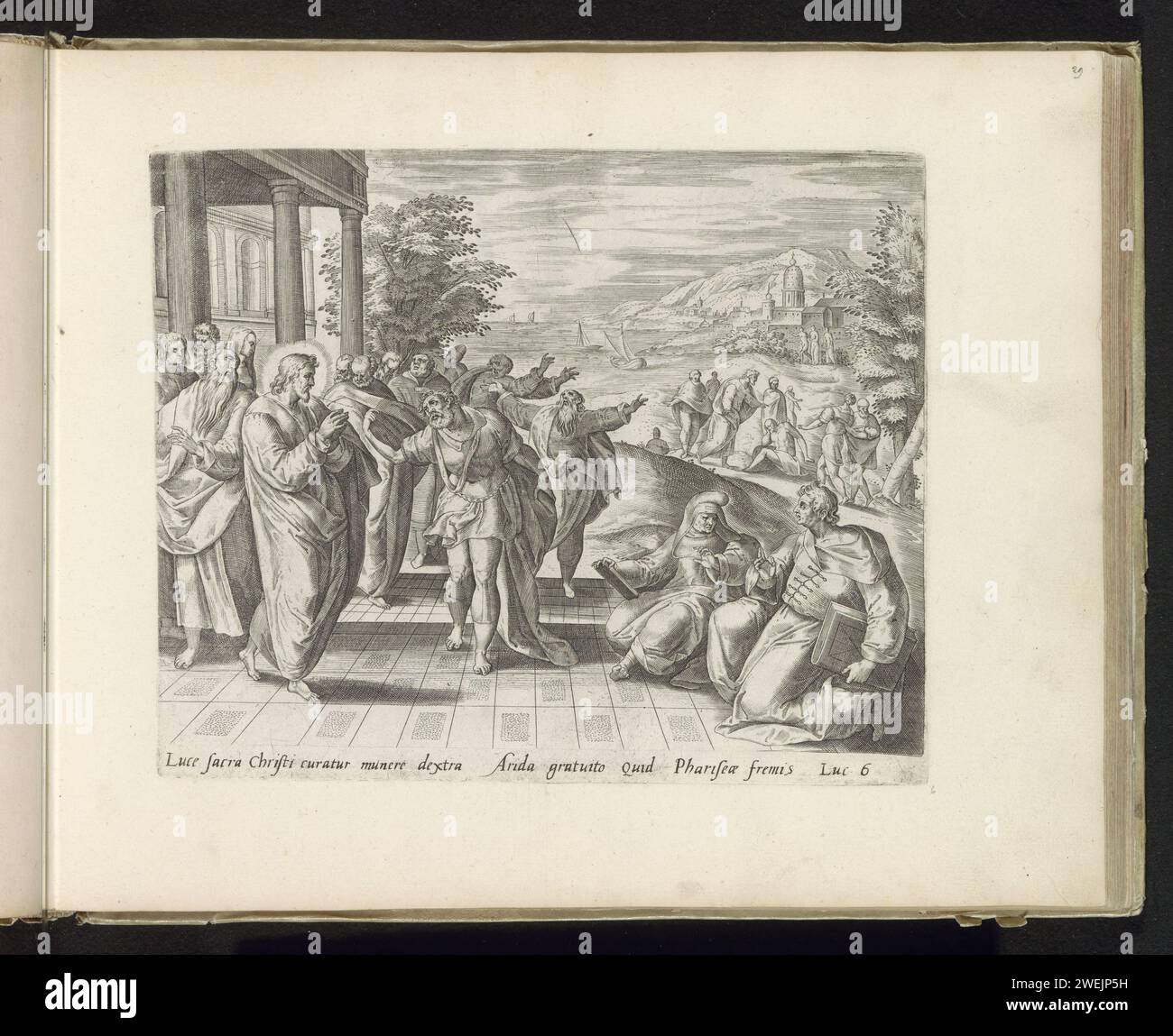Christ heals a man with a shriveled hand, Johannes Wierix, after Jan ...