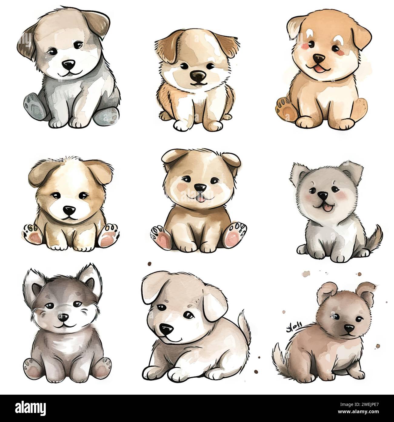 Vector hand drawn puppy collection Stock Vector Image & Art - Alamy