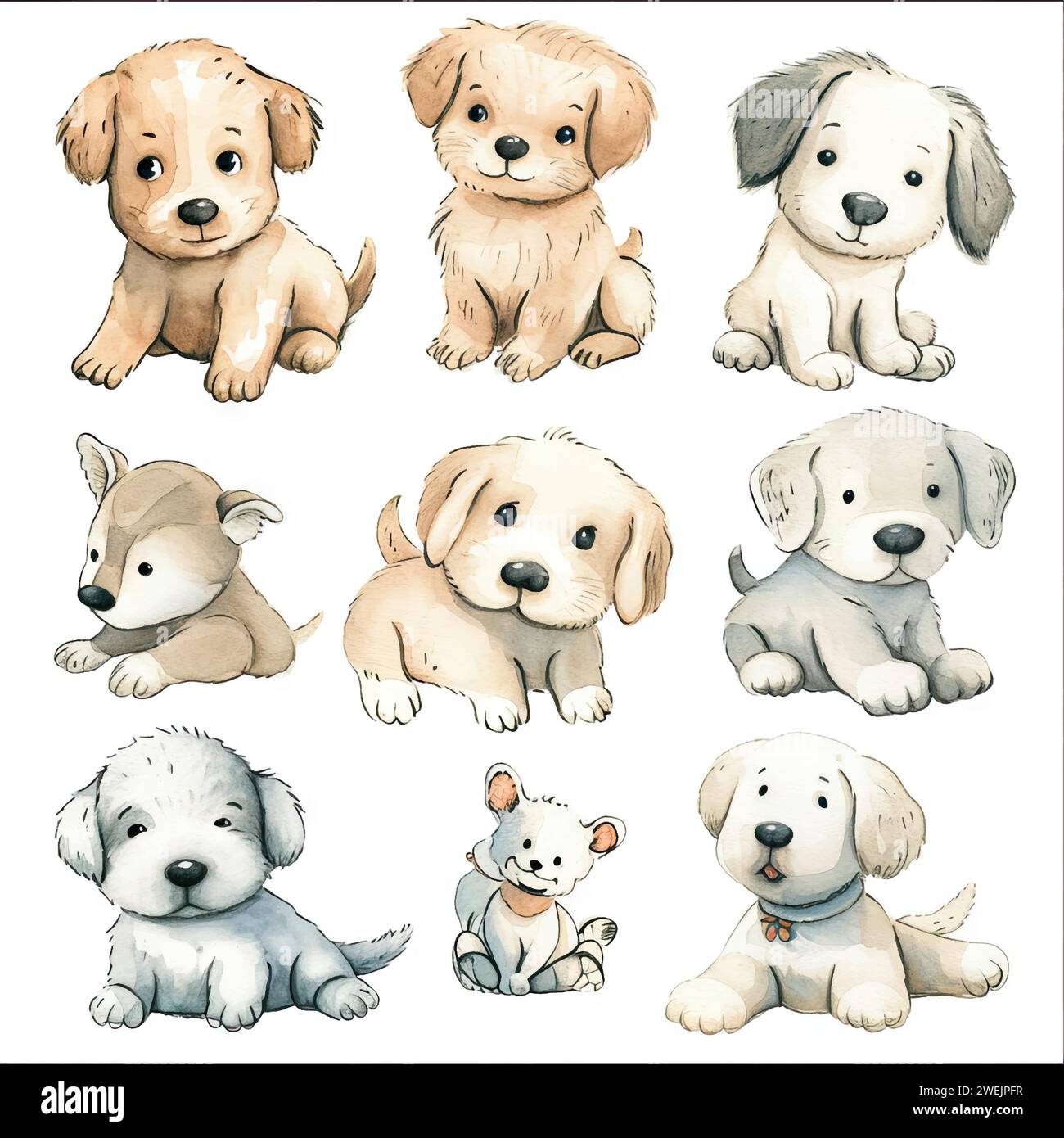Vector hand drawn puppy collection Stock Vector Image & Art - Alamy