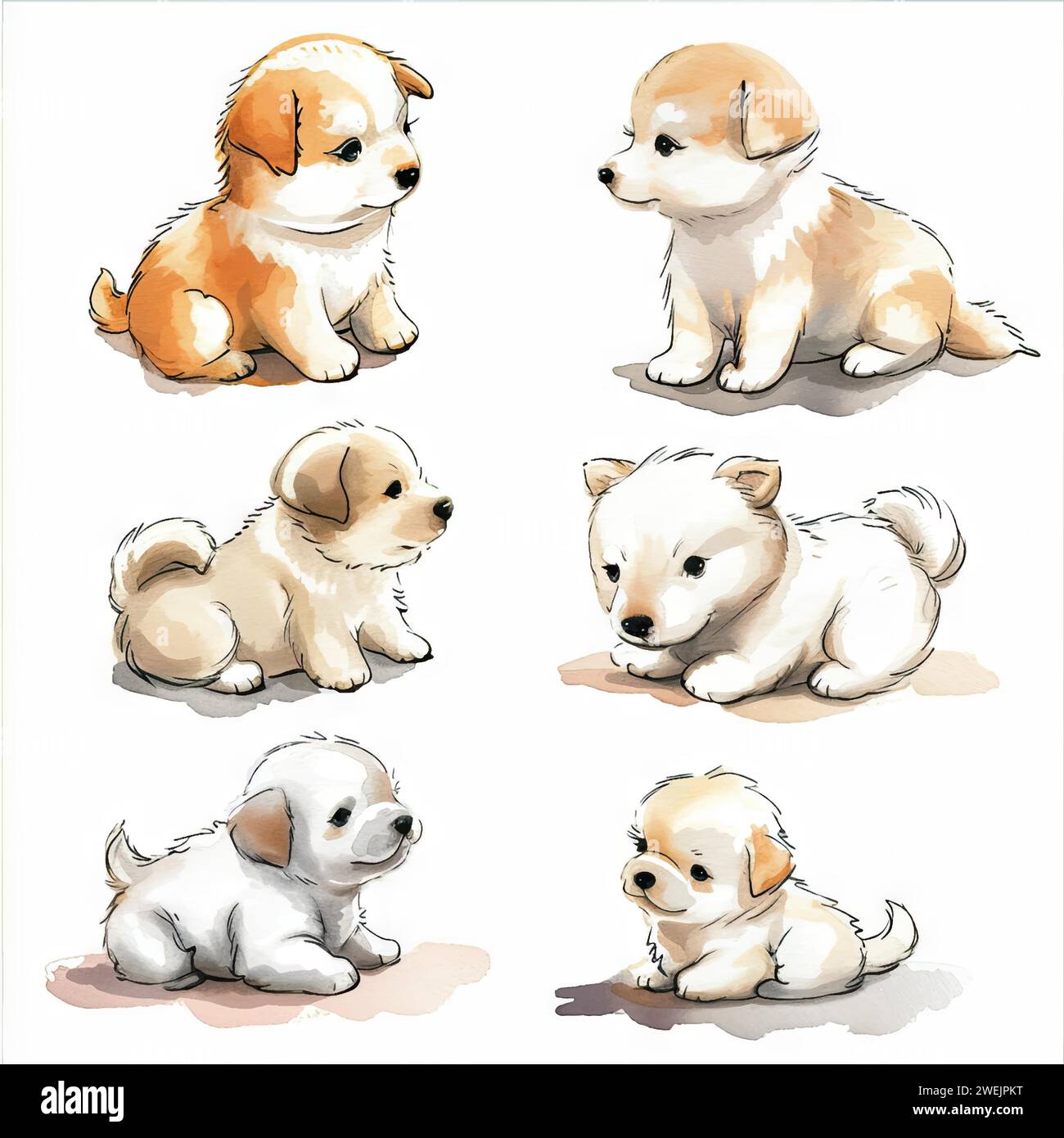 Vector hand drawn puppy collection Stock Vector Image & Art - Alamy