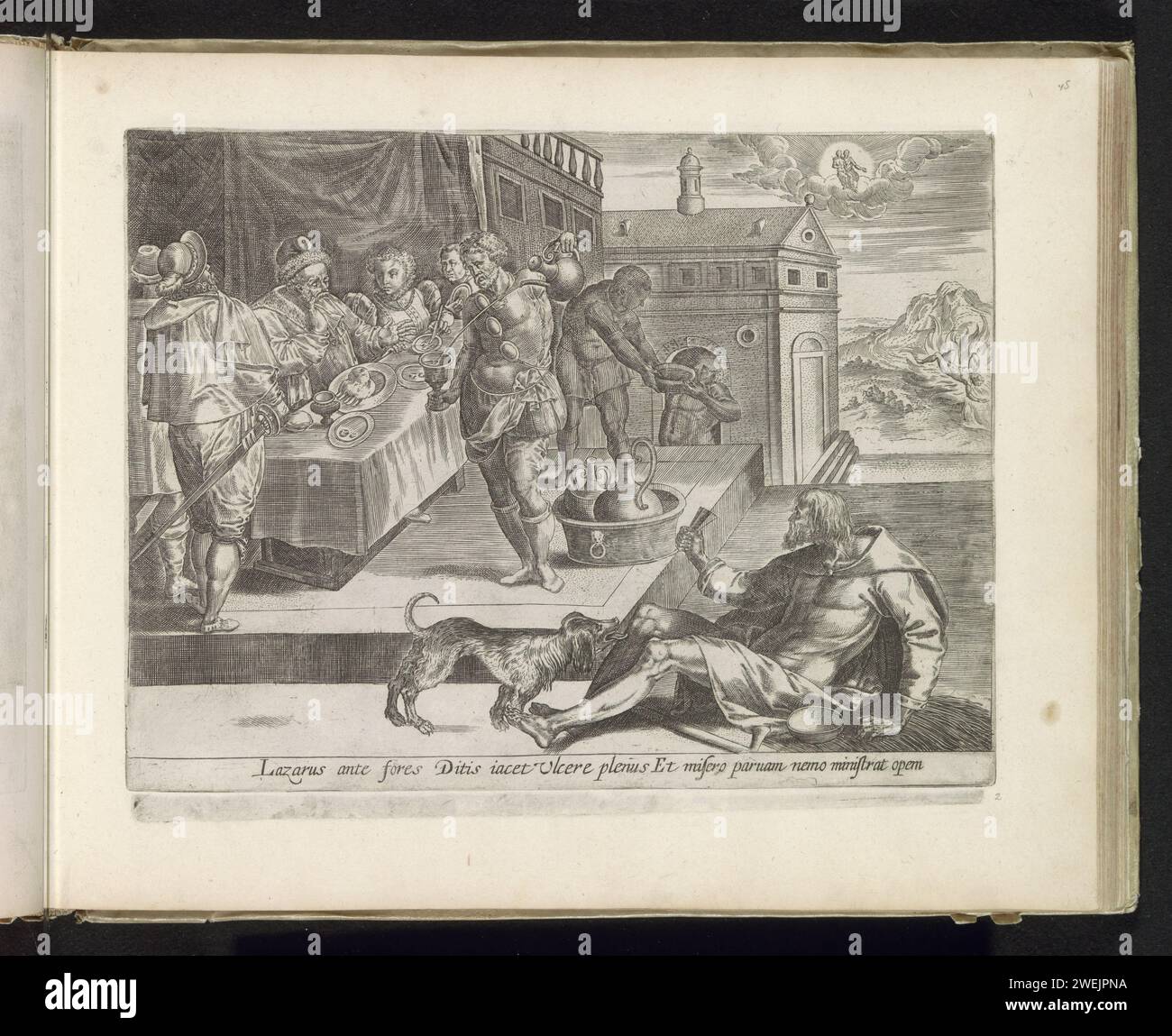 Parable of the rich man and the poor Lazarus, 1585 print A rich man is ...