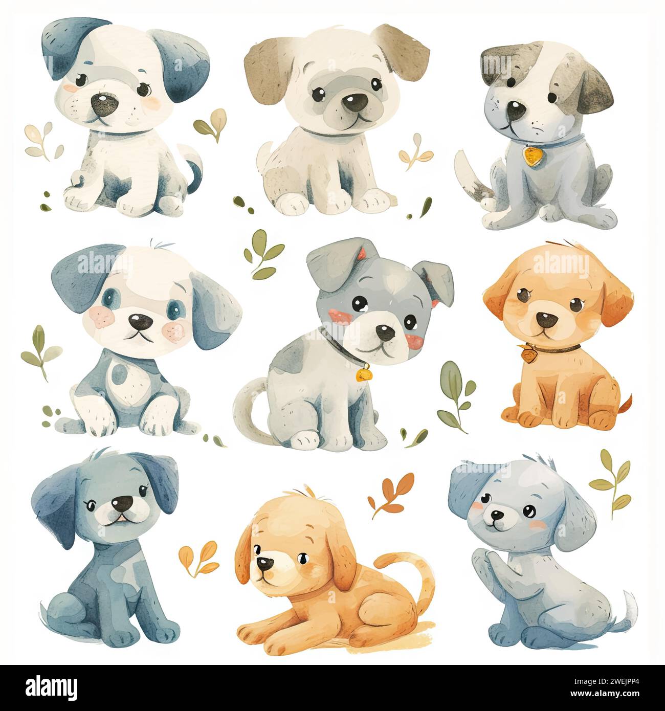 Vector hand drawn puppy collection Stock Vector Image & Art - Alamy