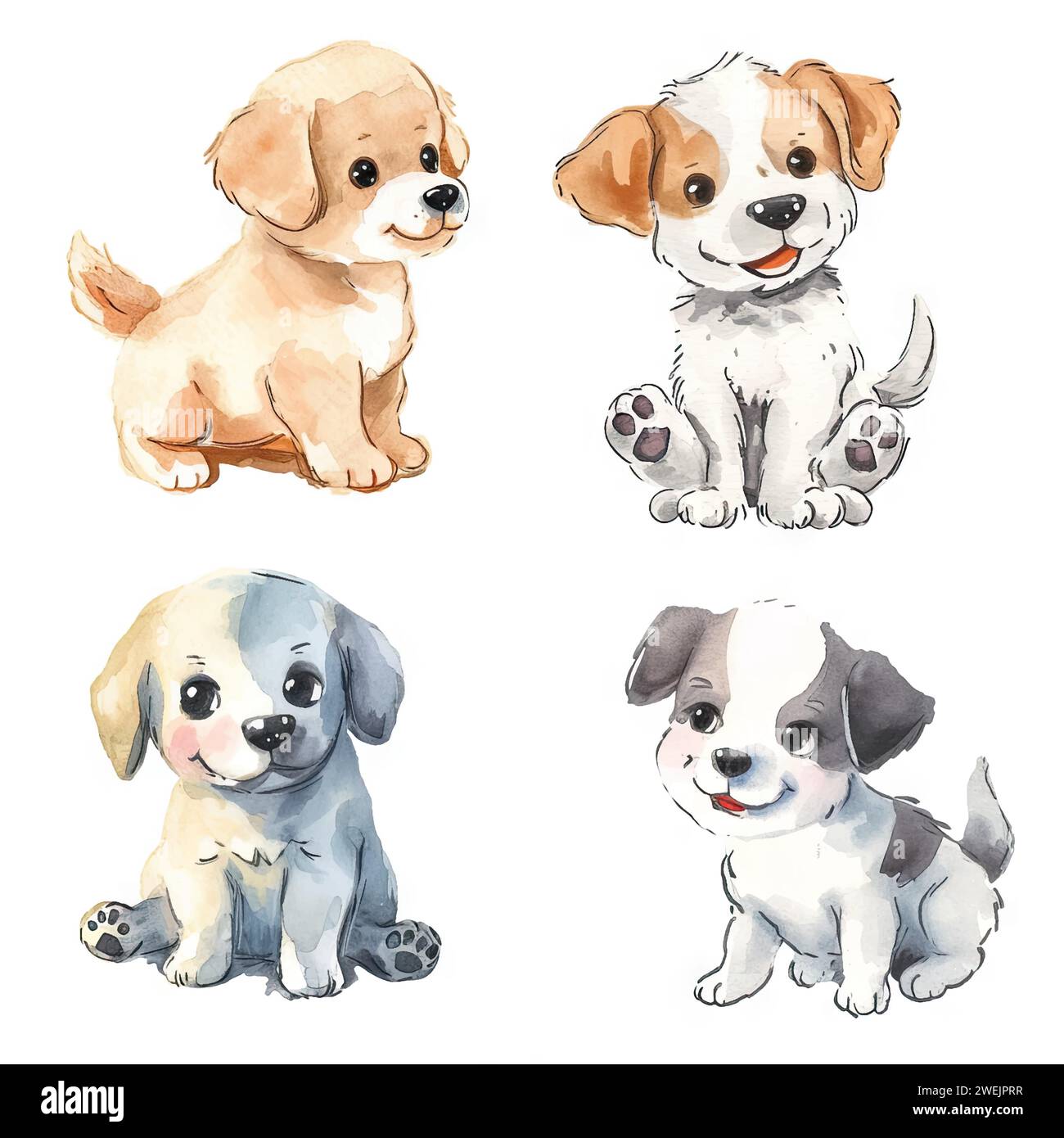 Vector hand drawn puppy collection Stock Vector Image & Art - Alamy