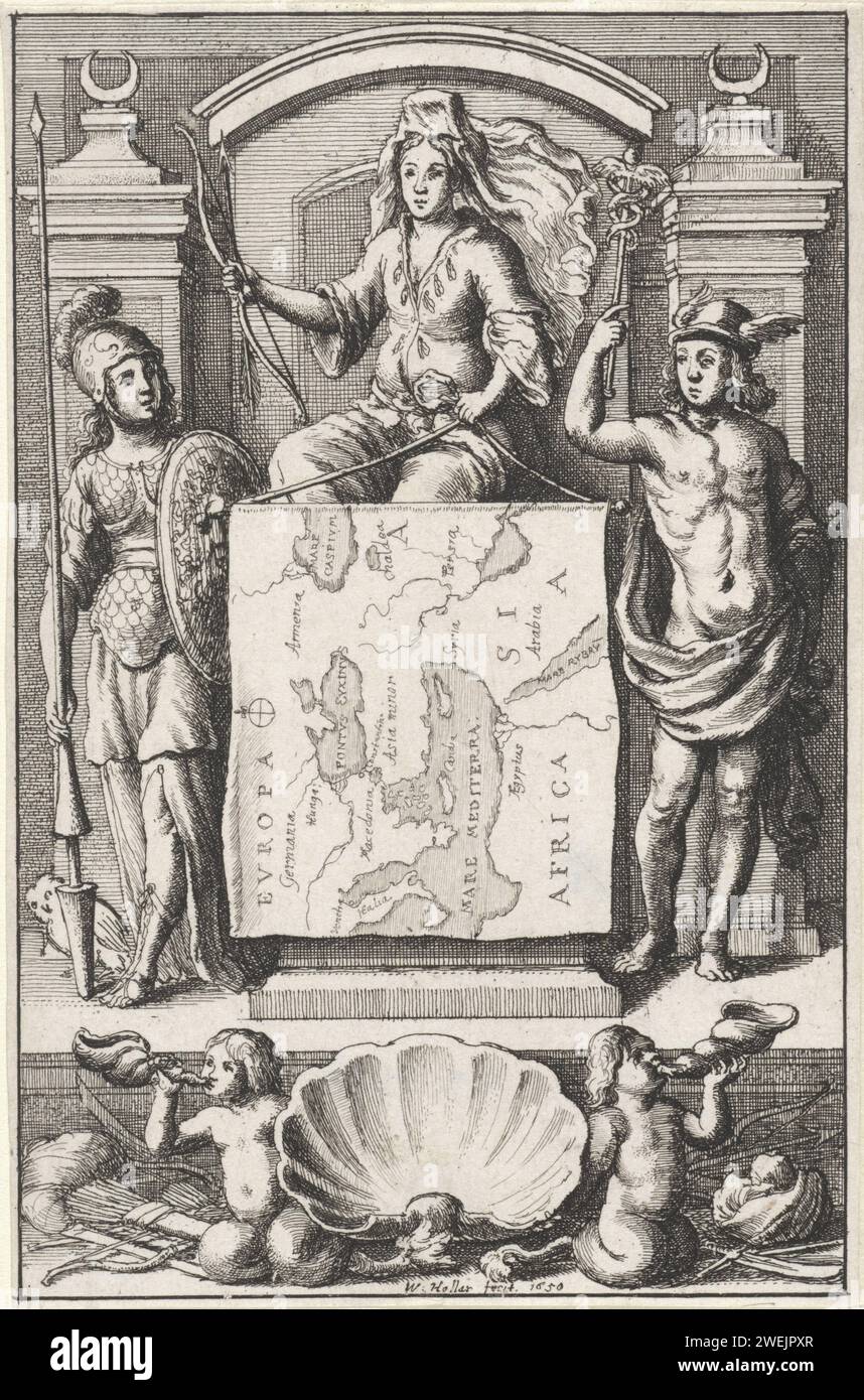 Diana flanked by Minerva and Mercury, Wenceslaus Hollar, 1650 print A ...