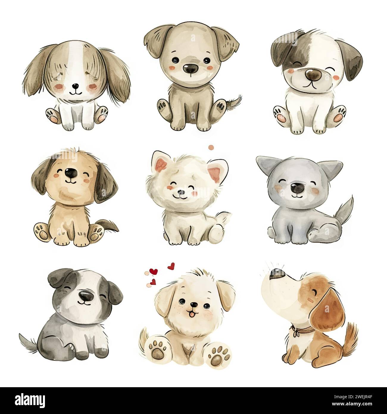 Vector hand drawn puppy collection Stock Vector Image & Art - Alamy