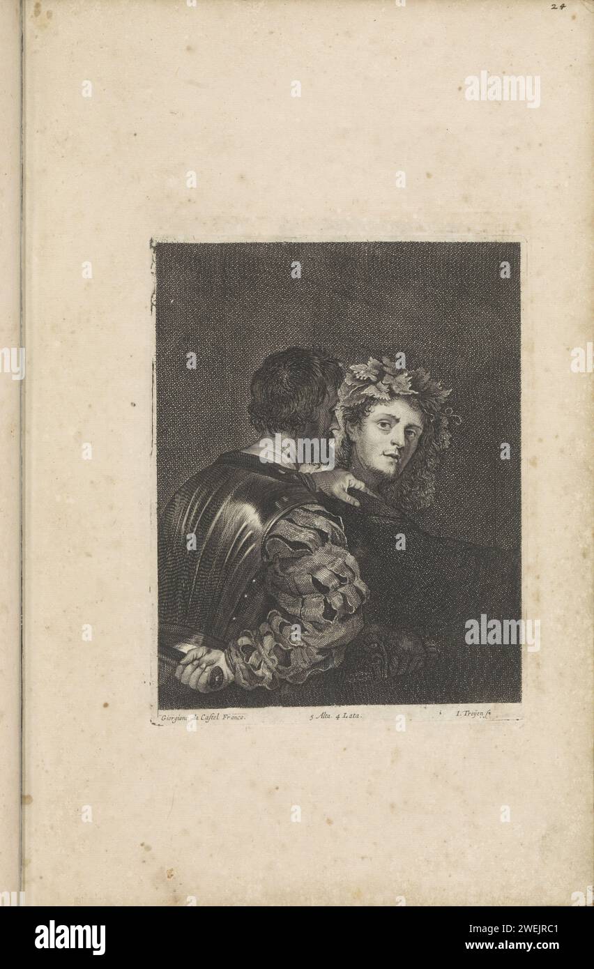 The murderer (Il Bravo), 1660 print An armed man grabs his victim by ...