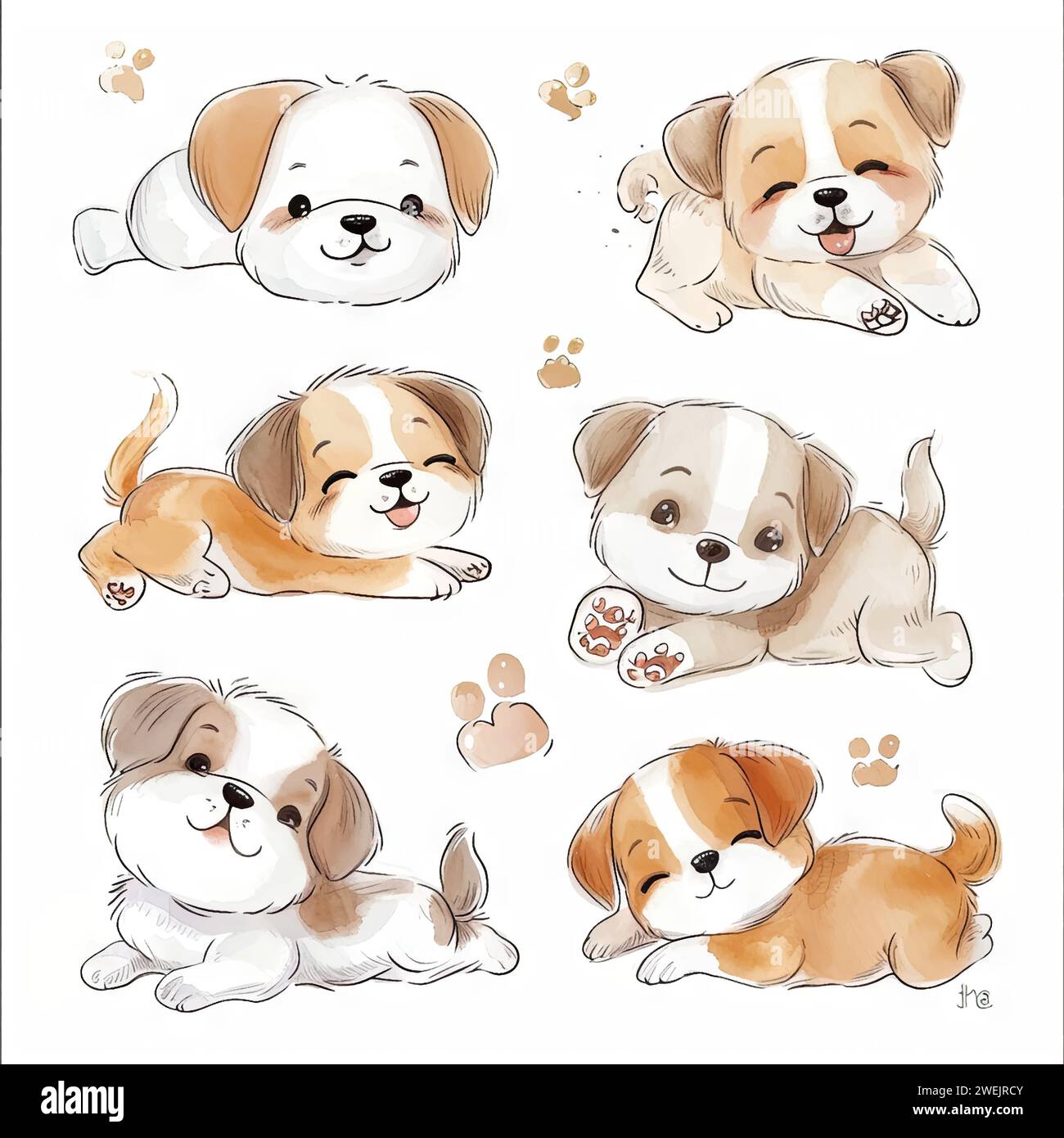 Vector hand drawn puppy collection Stock Vector Image & Art - Alamy
