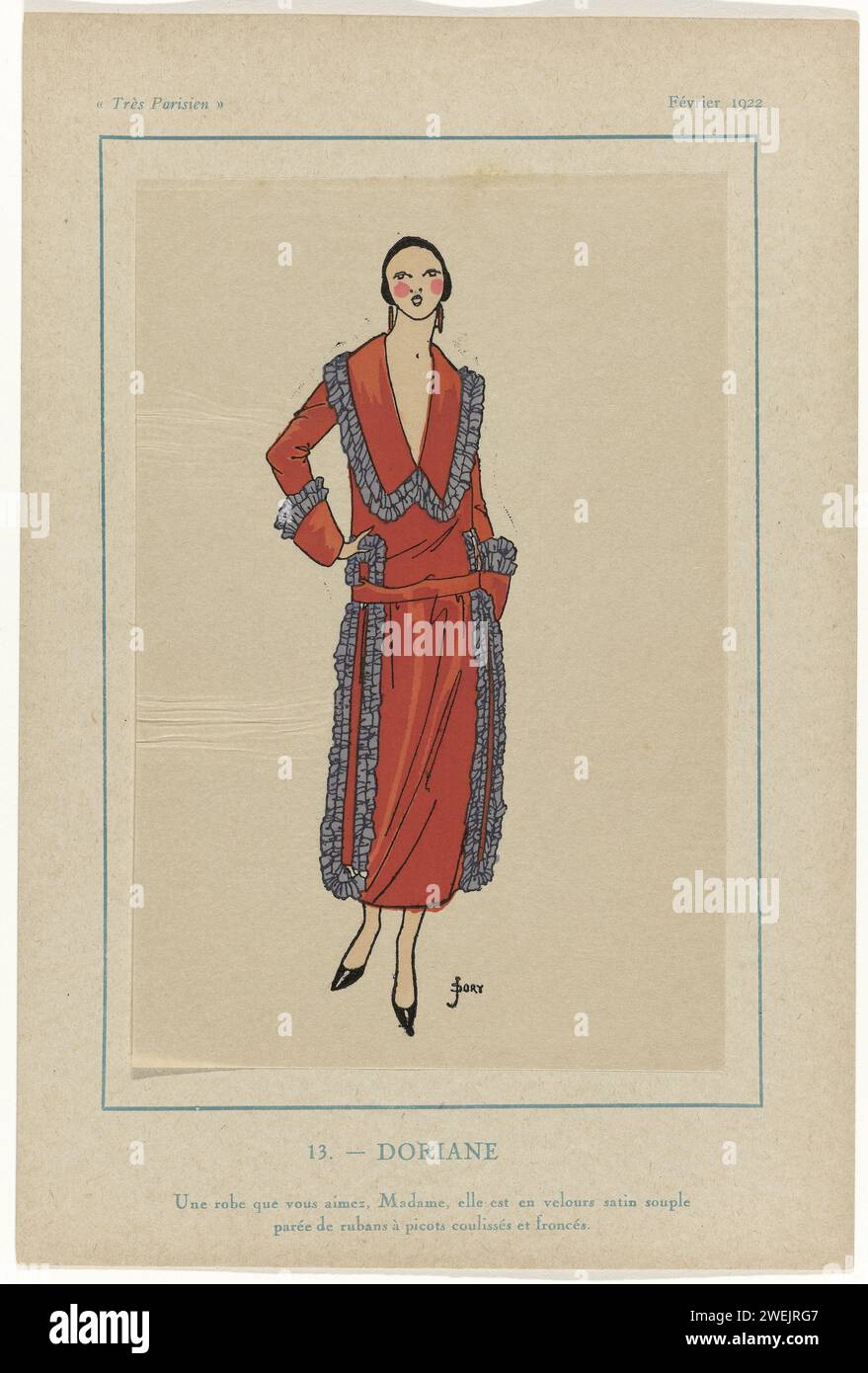 Very Parisian, February 1922: 13.- Doriane, J. Dory, 1922 Dress of red ...
