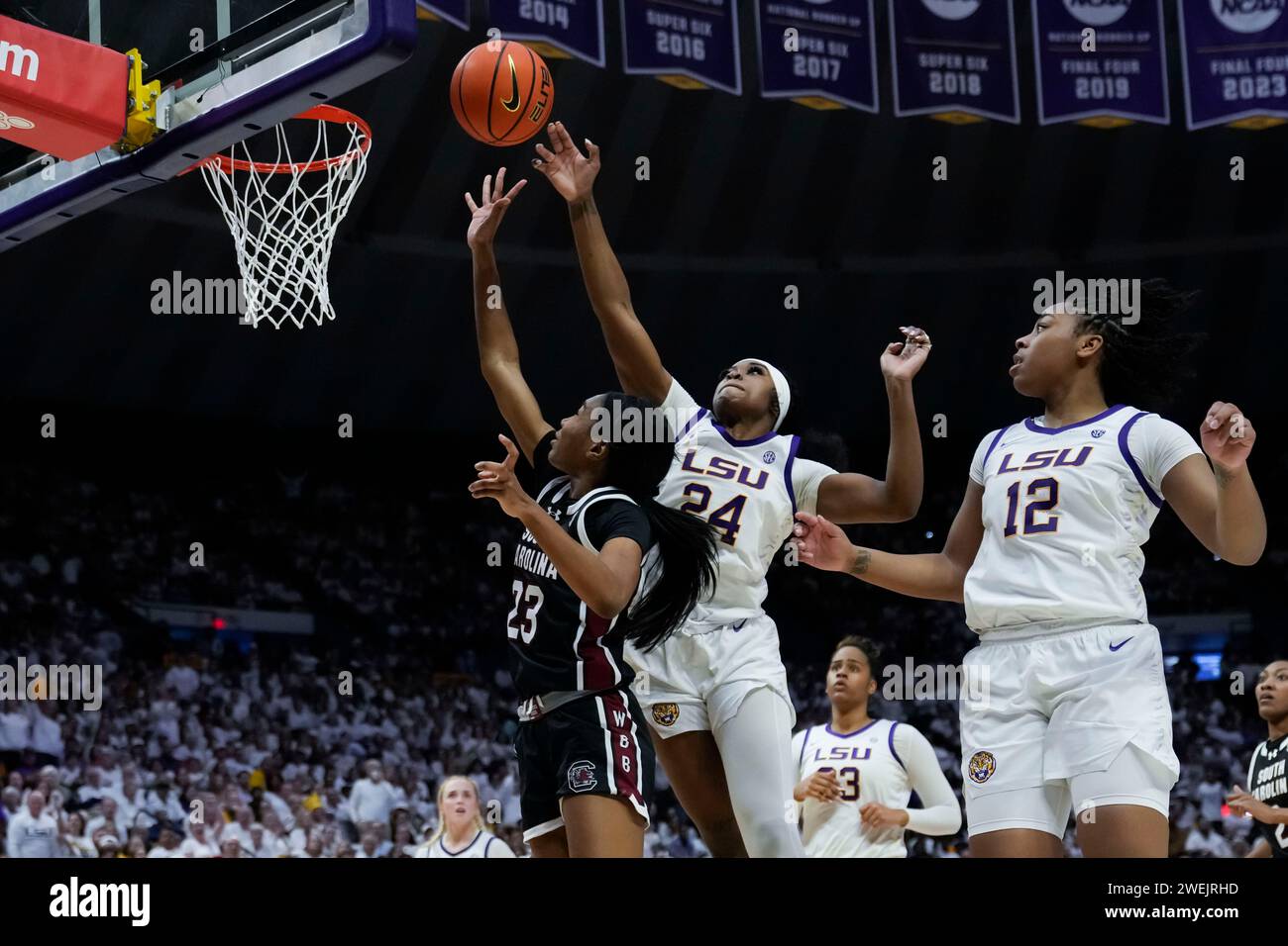 South Carolina guard Bree Hall (23) goes to the basket against LSU ...