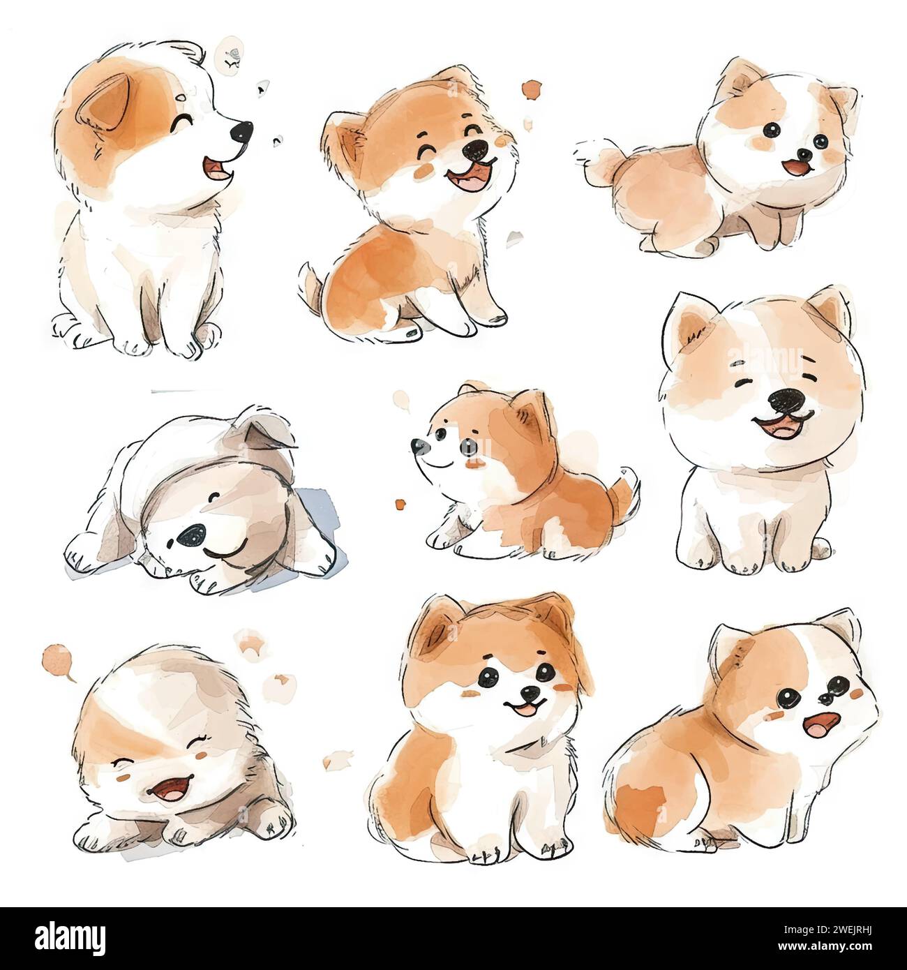 Vector hand drawn puppy collection Stock Vector Image & Art - Alamy