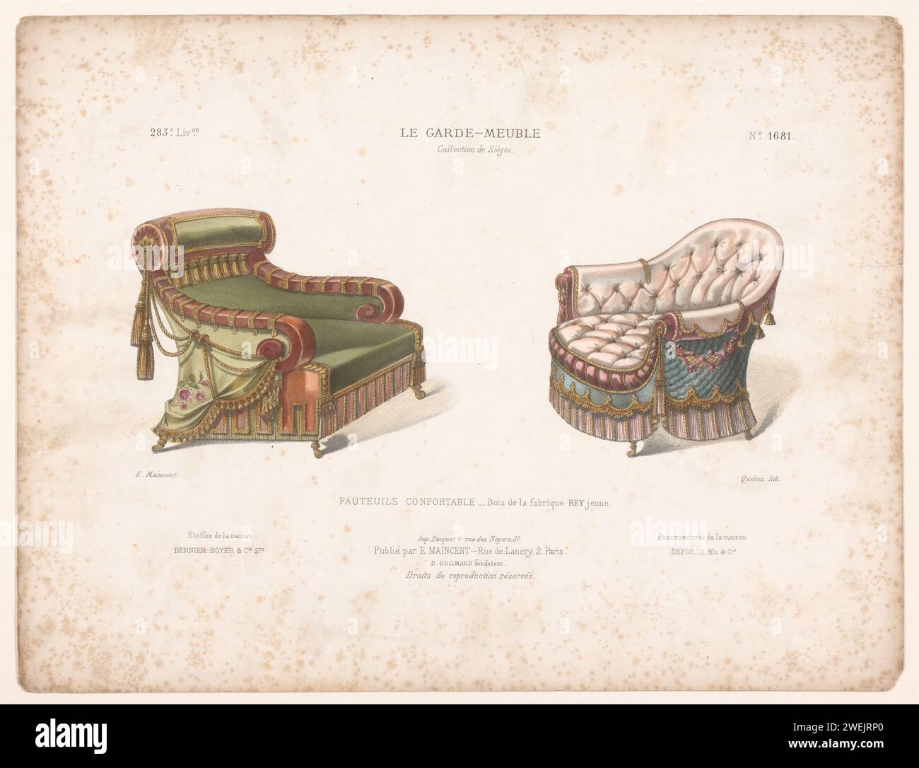 Twee armchairs, Quéton, 1885 - 1895 print Twee armchairs. Take 283rd ...