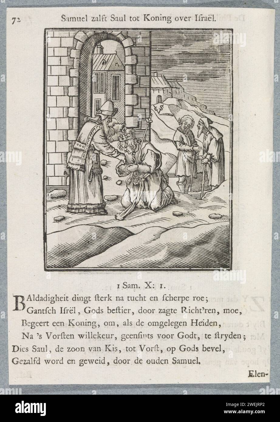 Saul by Samuel anointed King, 1740 print Saul is anointed by Samuel as ...