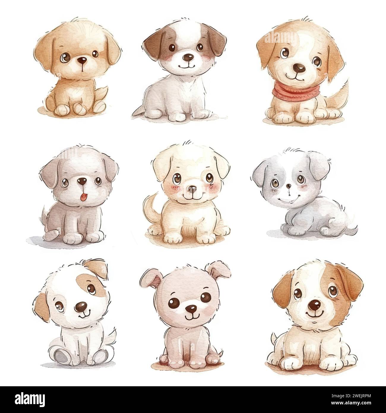 Vector hand drawn puppy collection Stock Vector Image & Art - Alamy