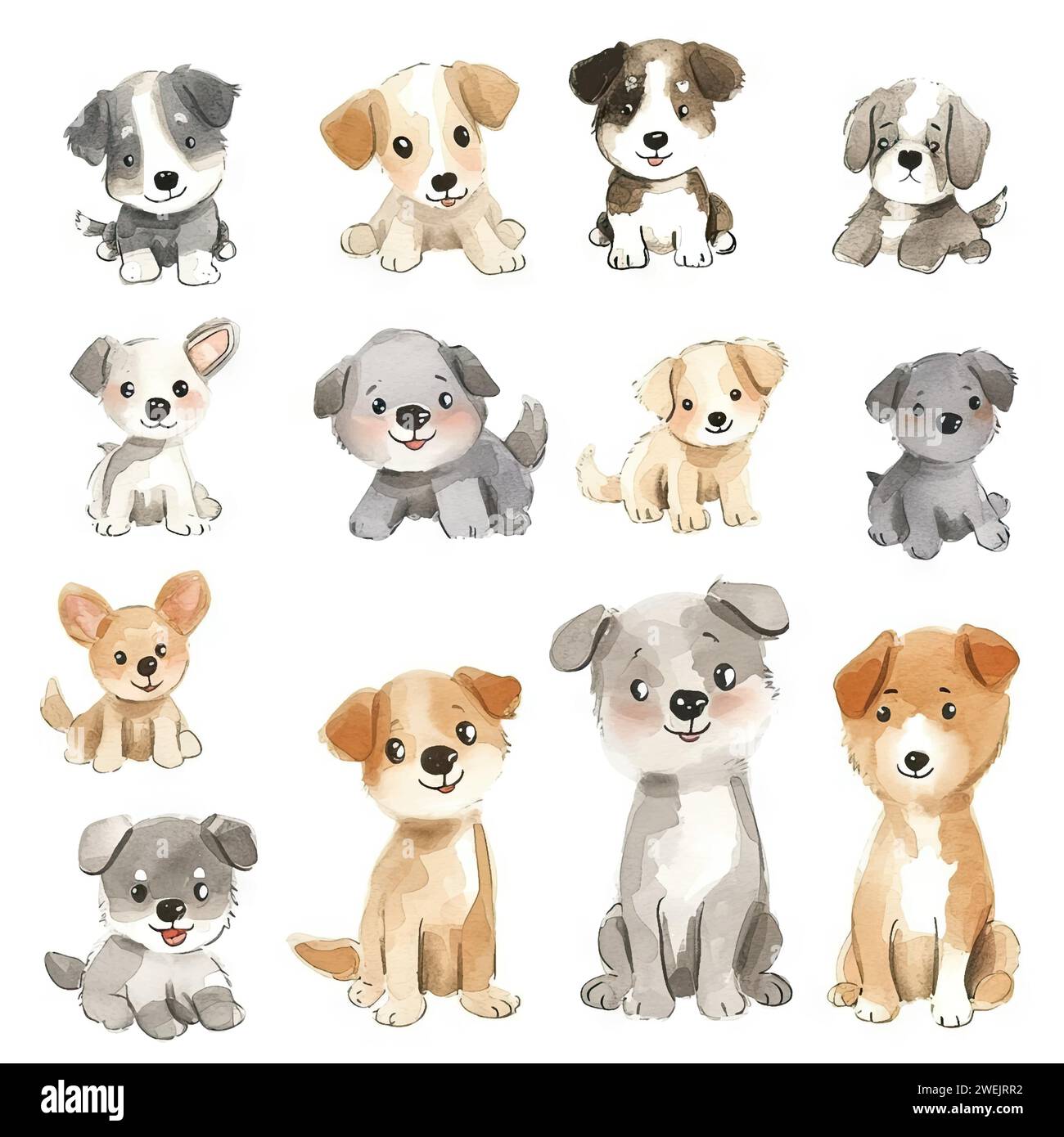 Vector hand drawn puppy collection Stock Vector Image & Art - Alamy