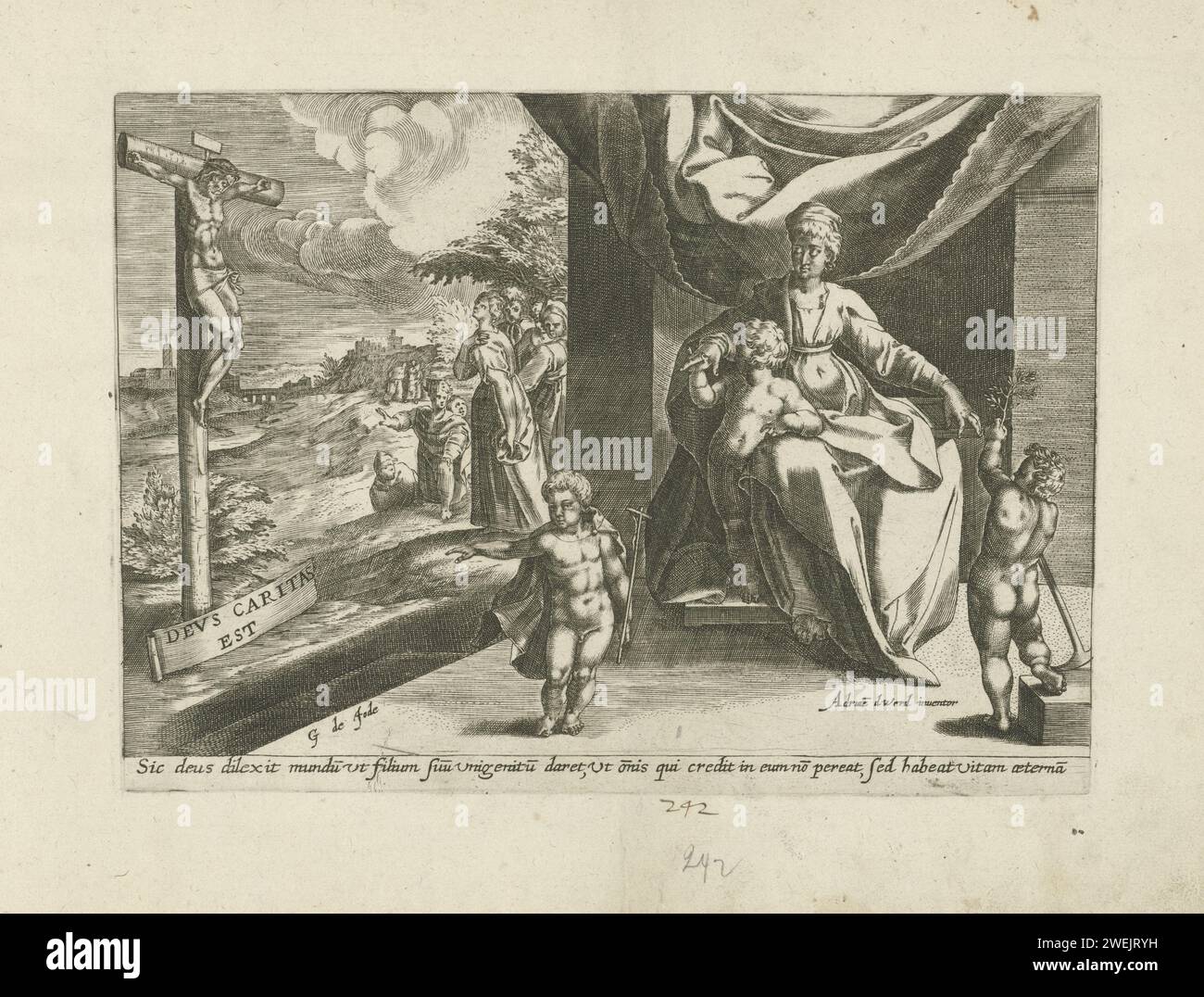 Personification of Caritas and Christ on the Cross, Gerard de Jode ...