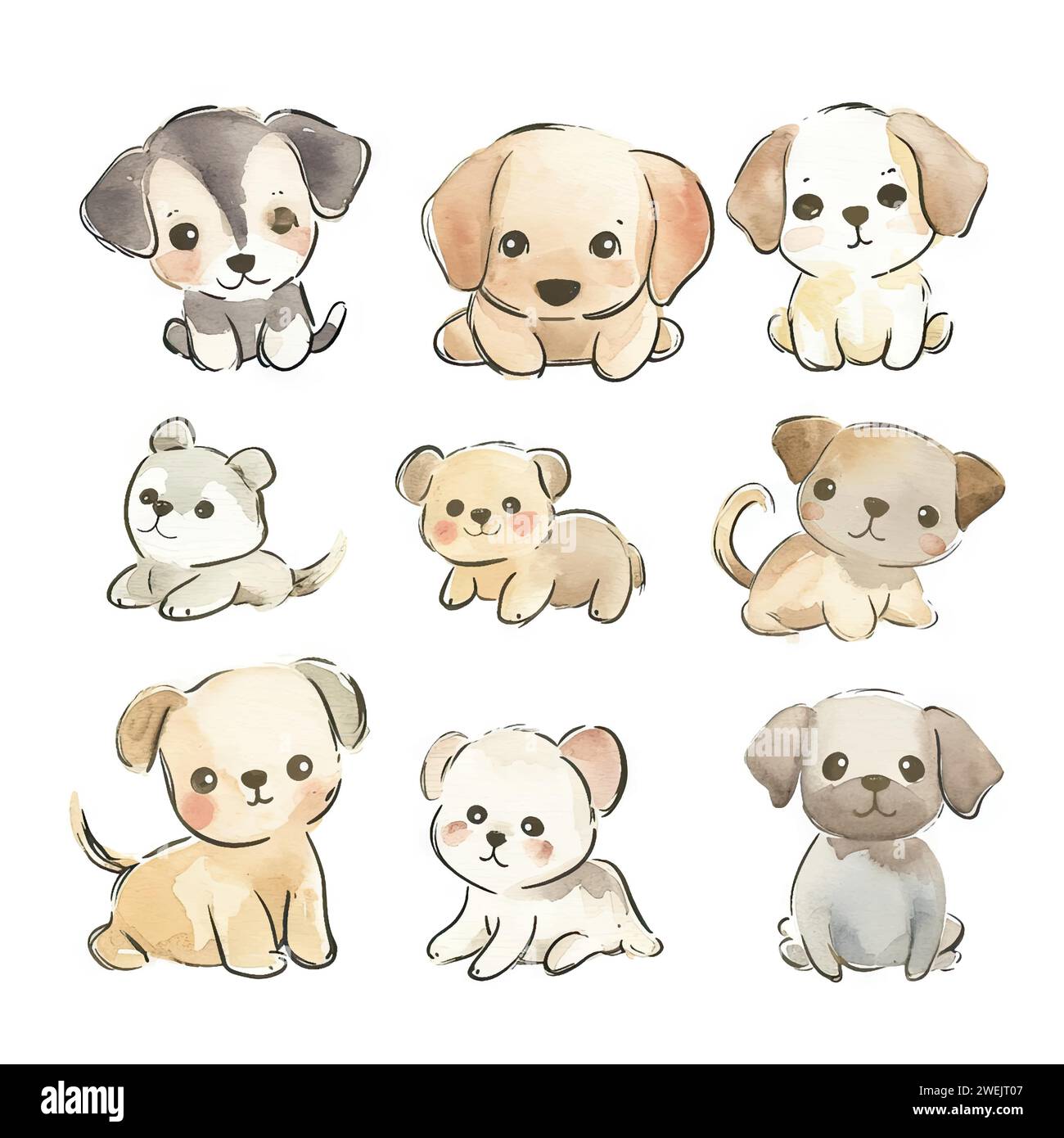 Vector hand drawn puppy collection Stock Vector Image & Art - Alamy