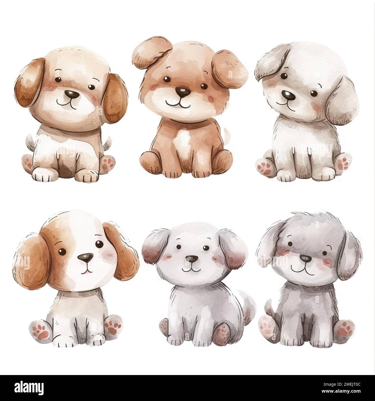Vector hand drawn puppy collection Stock Vector Image & Art - Alamy