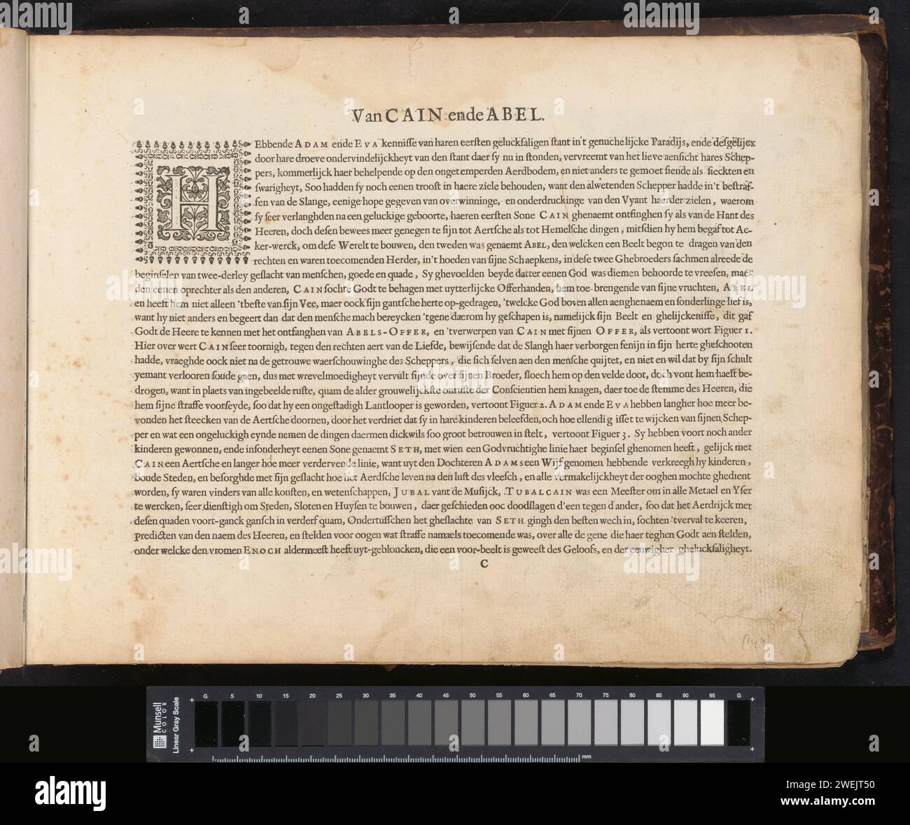 Van Cain Ende Abel, 1646 text sheet Text sheet with a series of prints ...