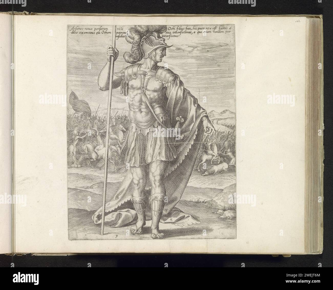 Koning Arsames, Anonymous, 1585 print King Arsames of Persia standing ...