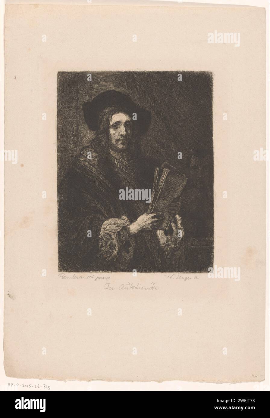 Man with a manuscript in hand, 1847 - 1932 print Portrait of a man half ...