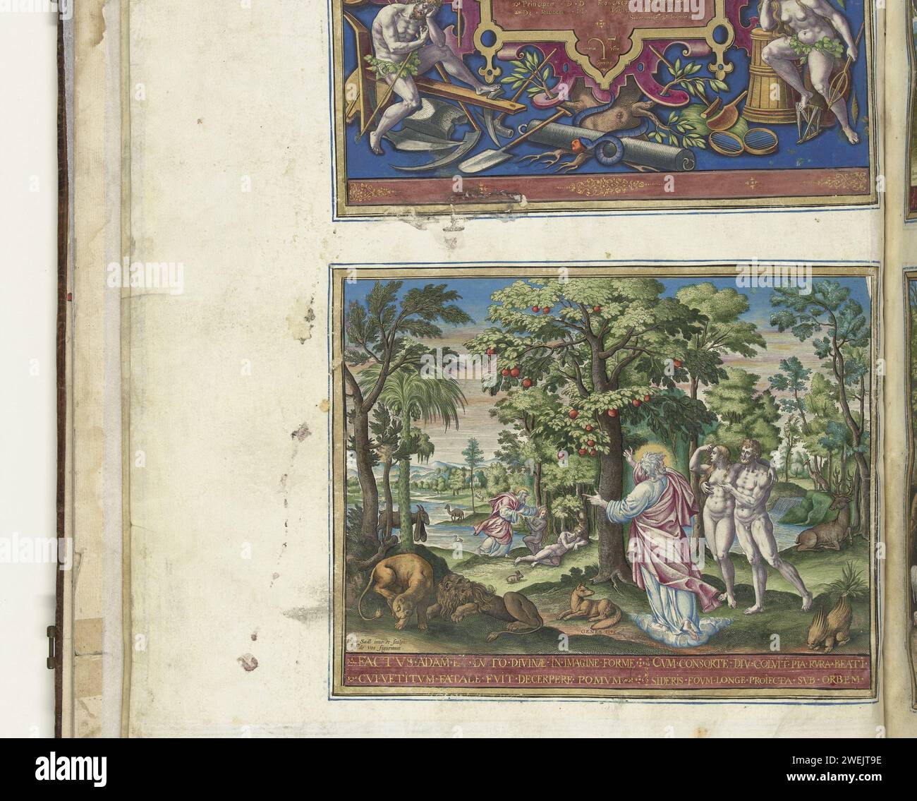 Adam and Eva in Paradise, 1583 print Adam and Eve walk with God in ...