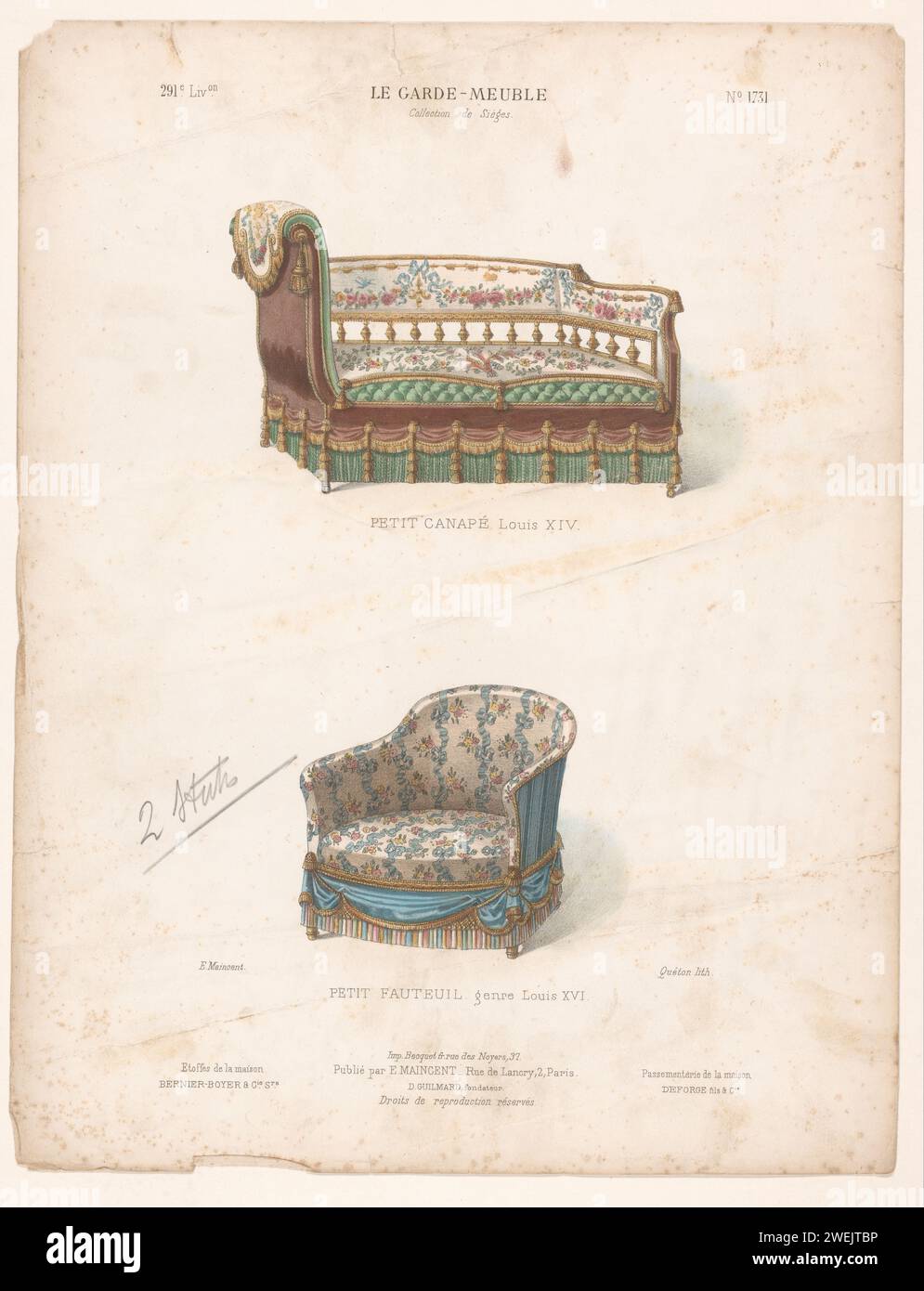 Chair sofa, Quéton, 1885 - 1895 print A canapé in the Louis XIV style ...