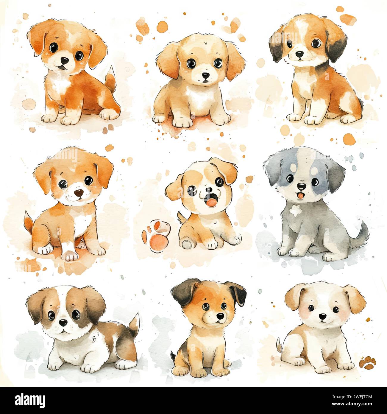 Vector hand drawn puppy collection Stock Vector Image & Art - Alamy