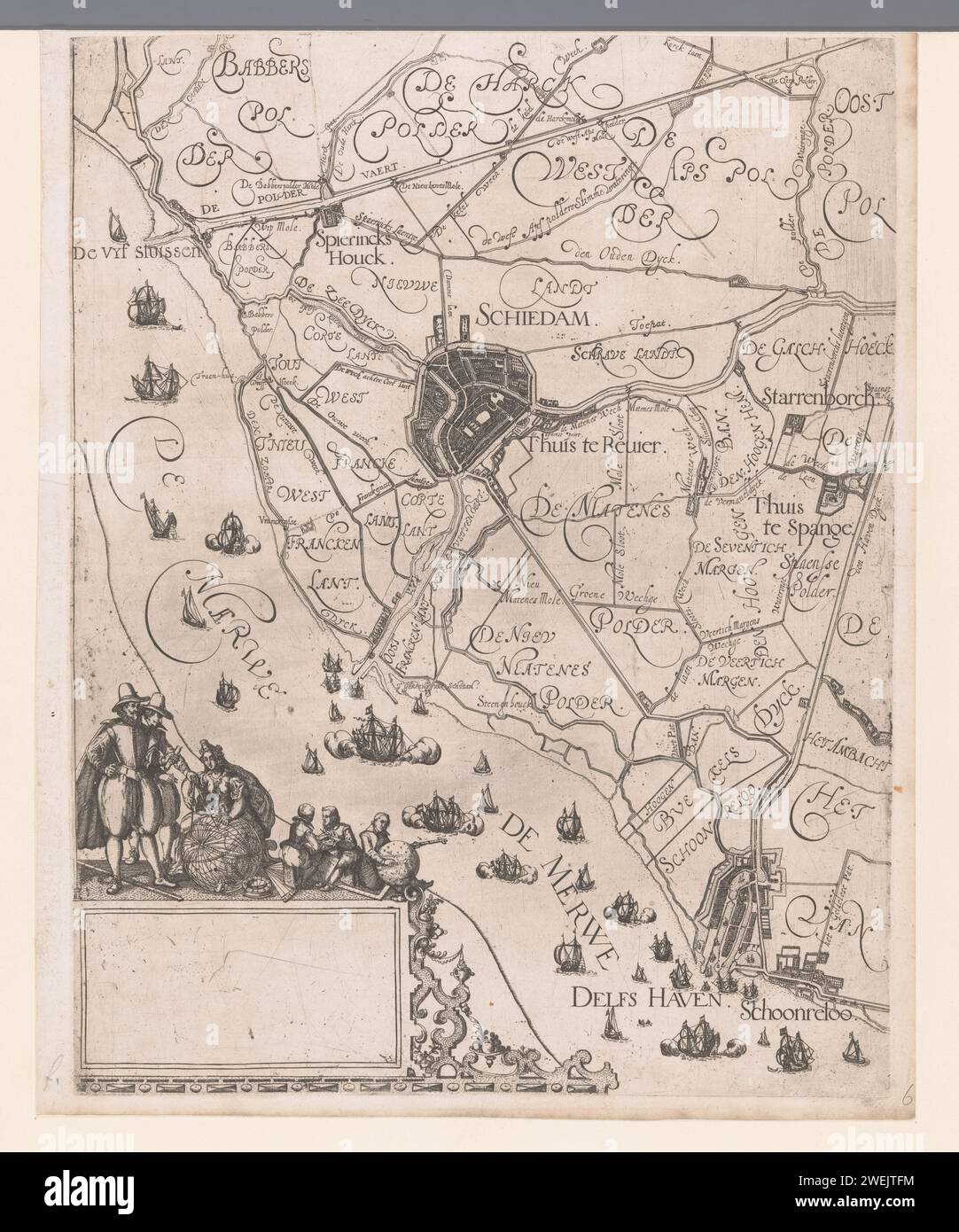 Map of the Schieland Water Board, with Schiedam and Delfshaven, Floris ...