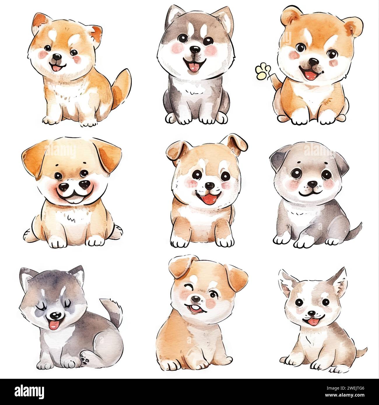 Vector hand drawn puppy collection Stock Vector Image & Art - Alamy