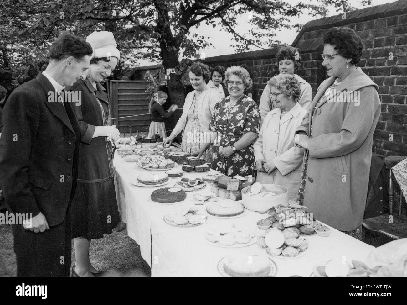 Cake stall at a church fair 1970's Stock Photo - Alamy