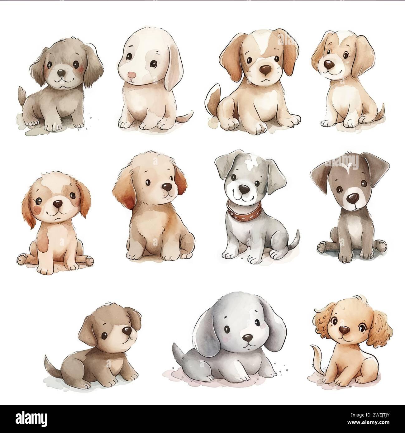 Vector hand drawn puppy collection Stock Vector Image & Art - Alamy