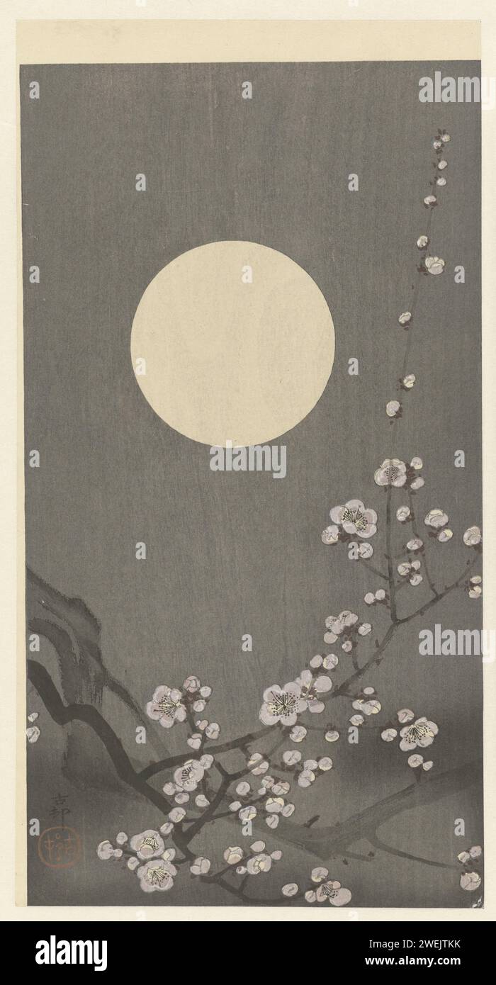Flowering plum blossom at Full Moon, 1900 - 1936 print paper color ...