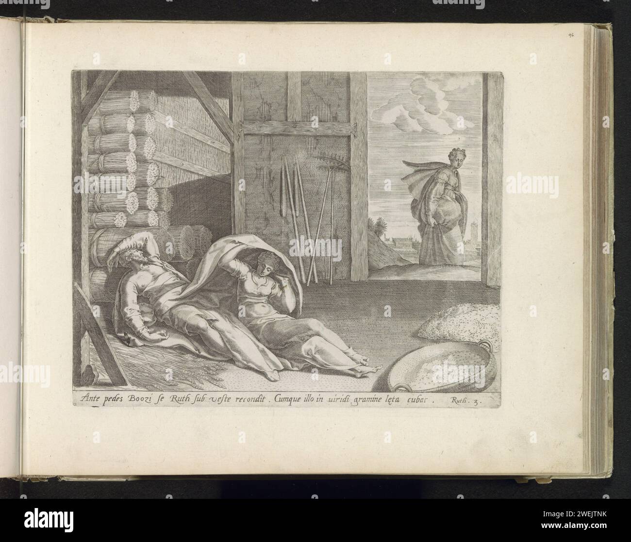 Ruth is sleeping at the foot end of Boaz, Philips Galle, After Adriaan ...