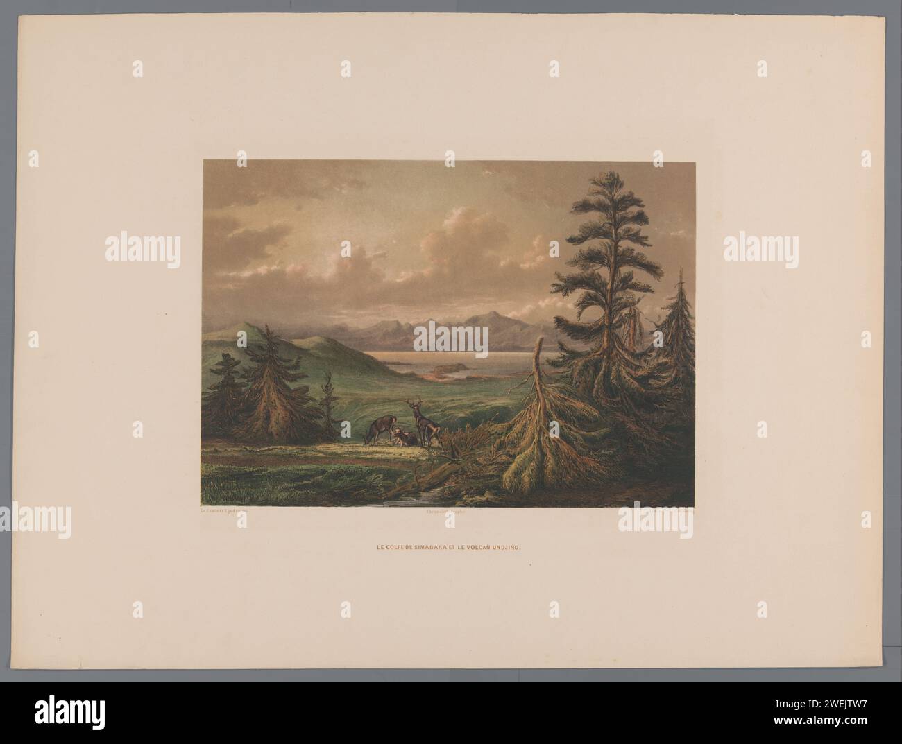 Landscape with the bay of Shimabara and the Volcano Unzen, Anonymous ...