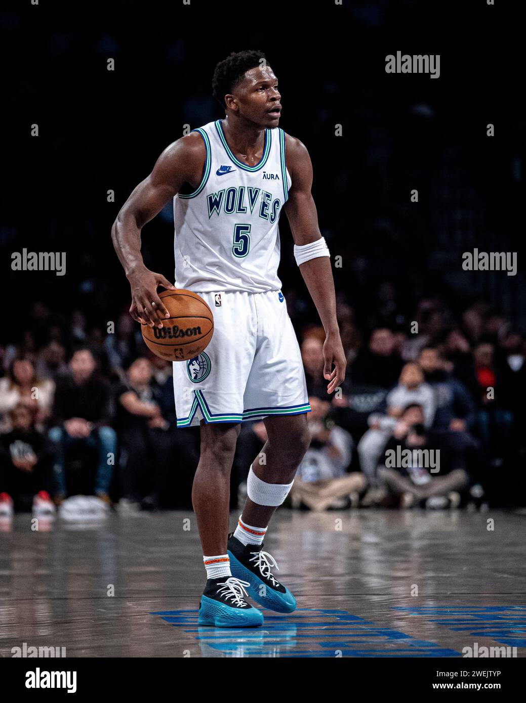 Minnesota Timberwolves guard Anthony Edwards dribbles the ball during ...