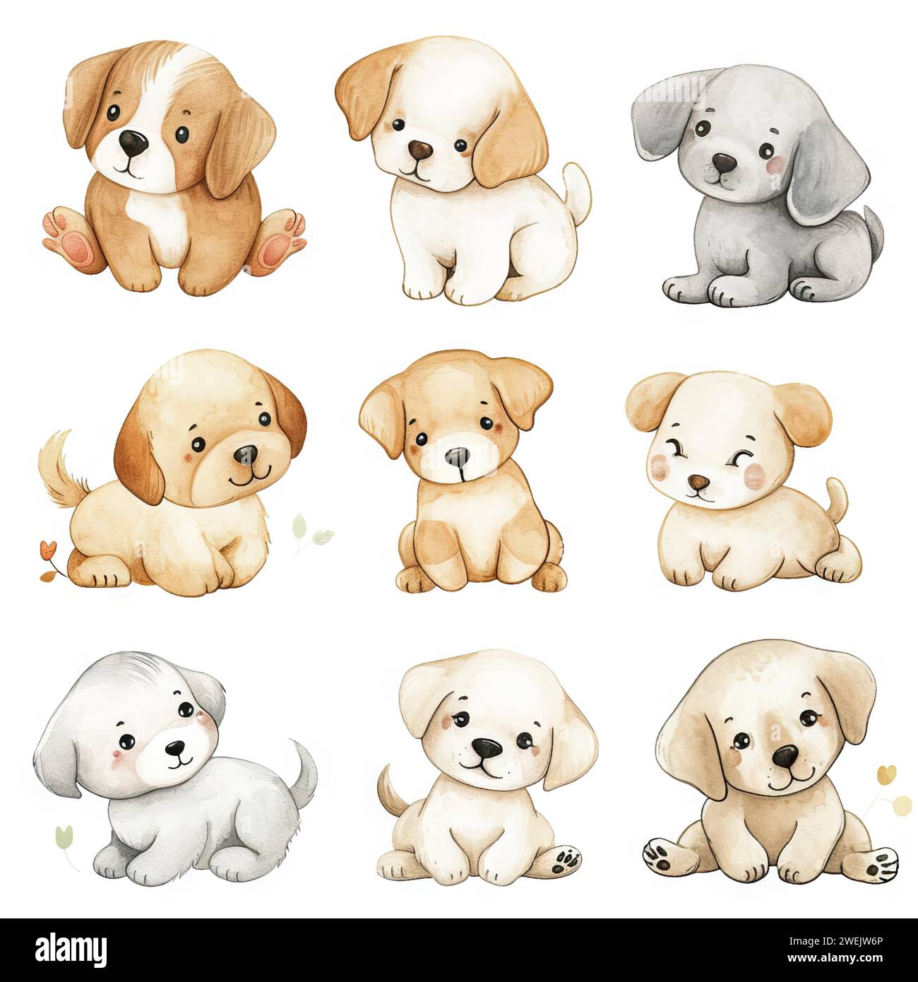 Vector hand drawn puppy collection Stock Vector Image & Art - Alamy